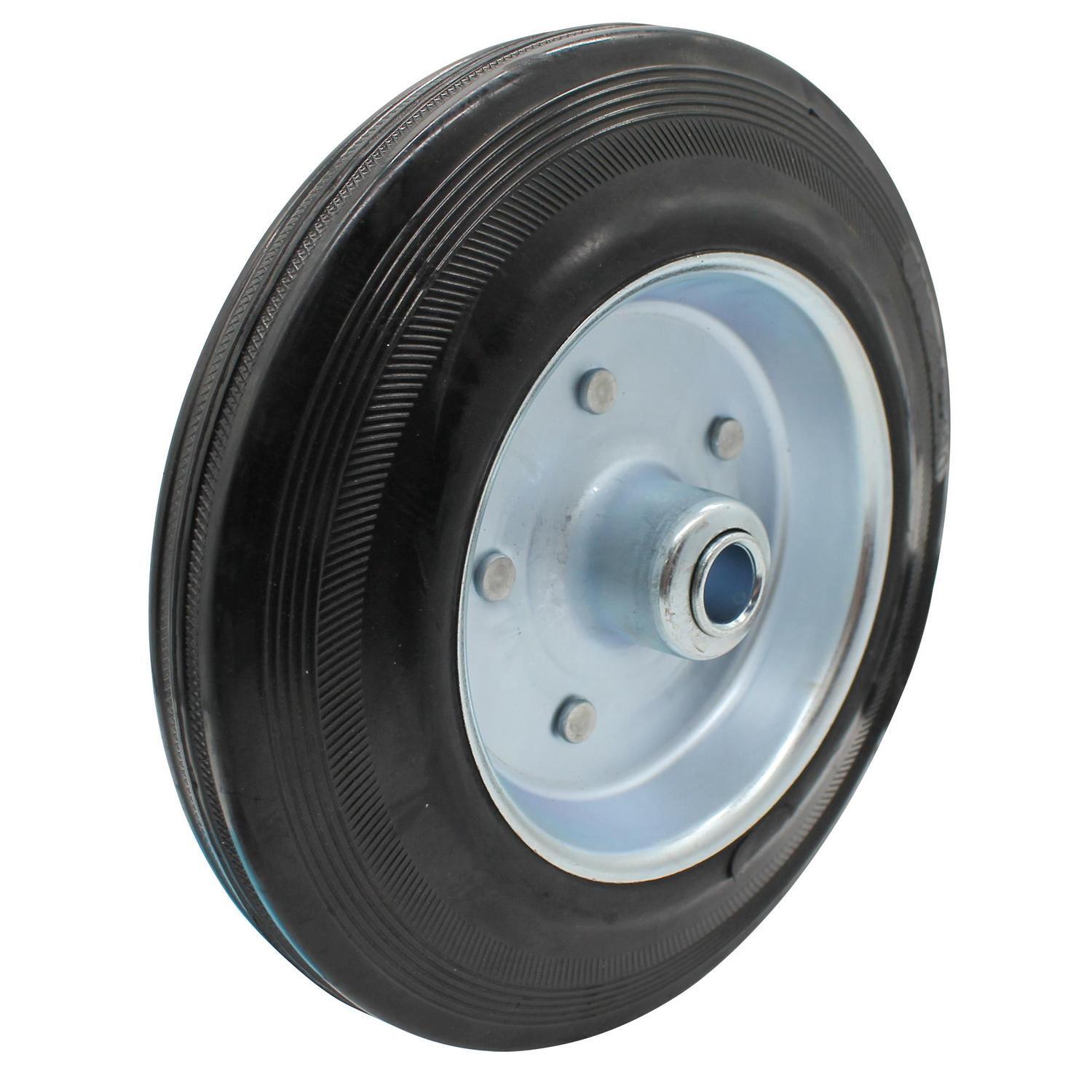 Winmore Hardware | Rubber Tyred Steel Centered Wheel 200mm Black | Mitre10
