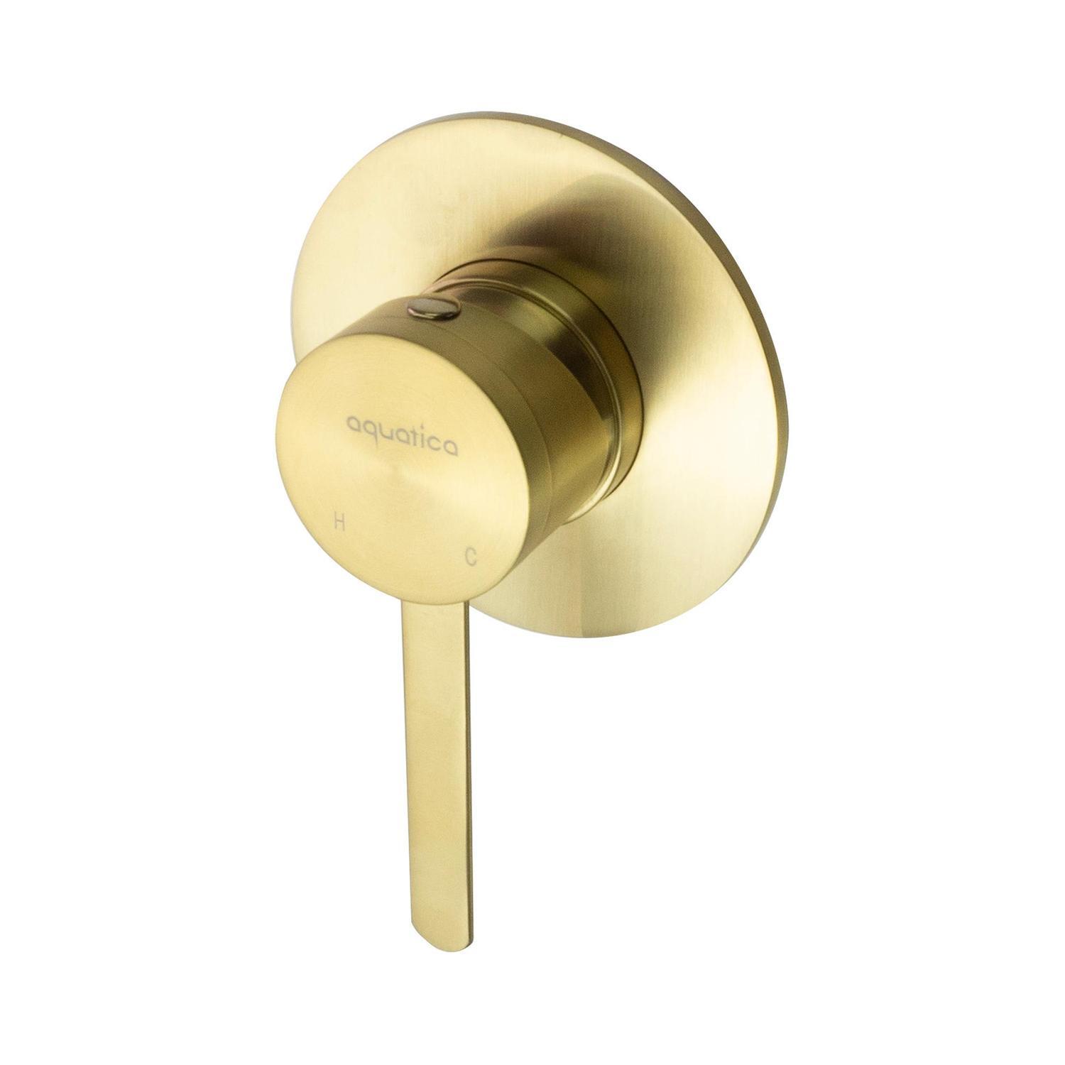 Aquatica | CURVATO Shower Mixer Brushed Gold | Mitre10