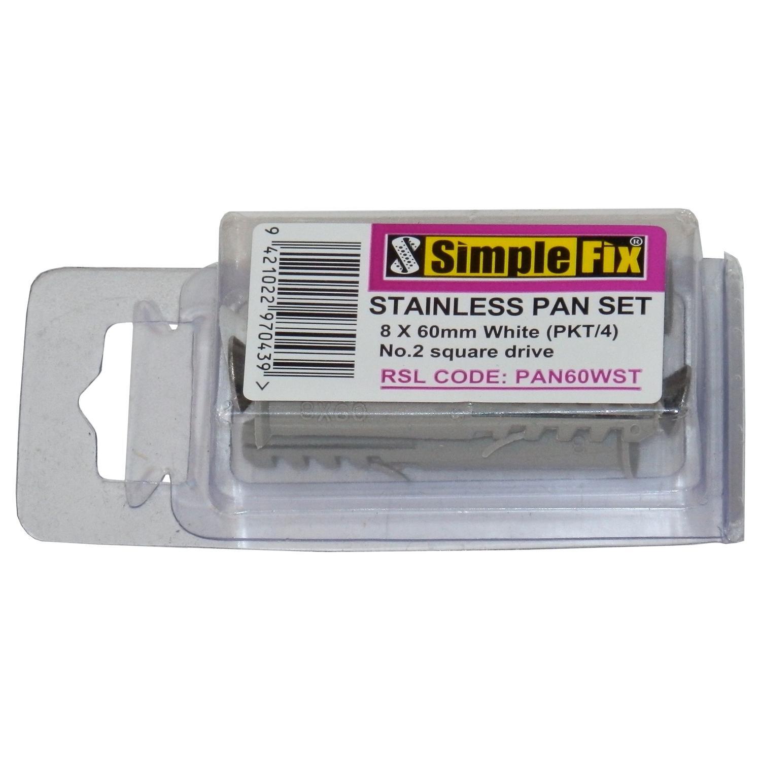 Simplefix | Toilet Pan Screw Set 8 x 65mm White | Mitre10