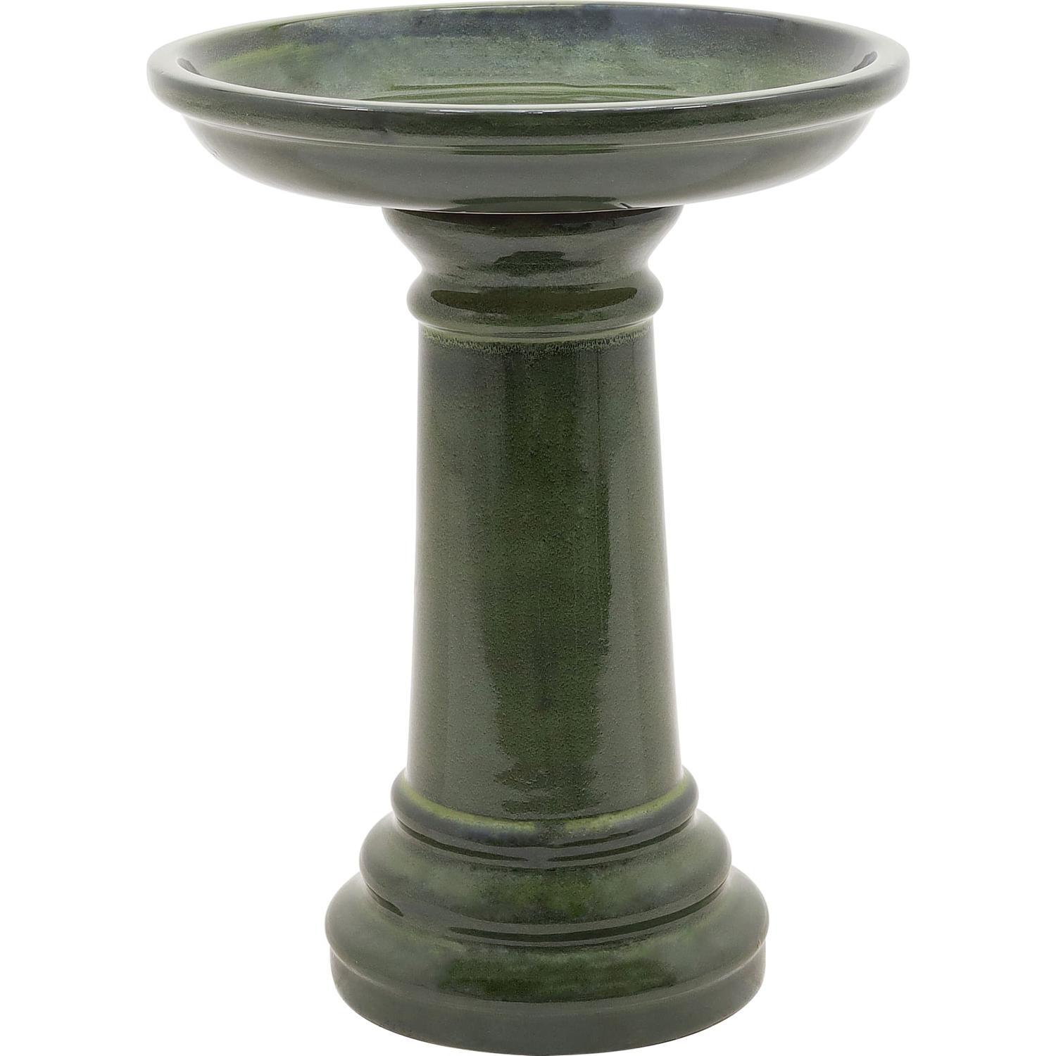 Gardeners Edge | Glazed Mini Bird Bath Forest Green | Mitre10