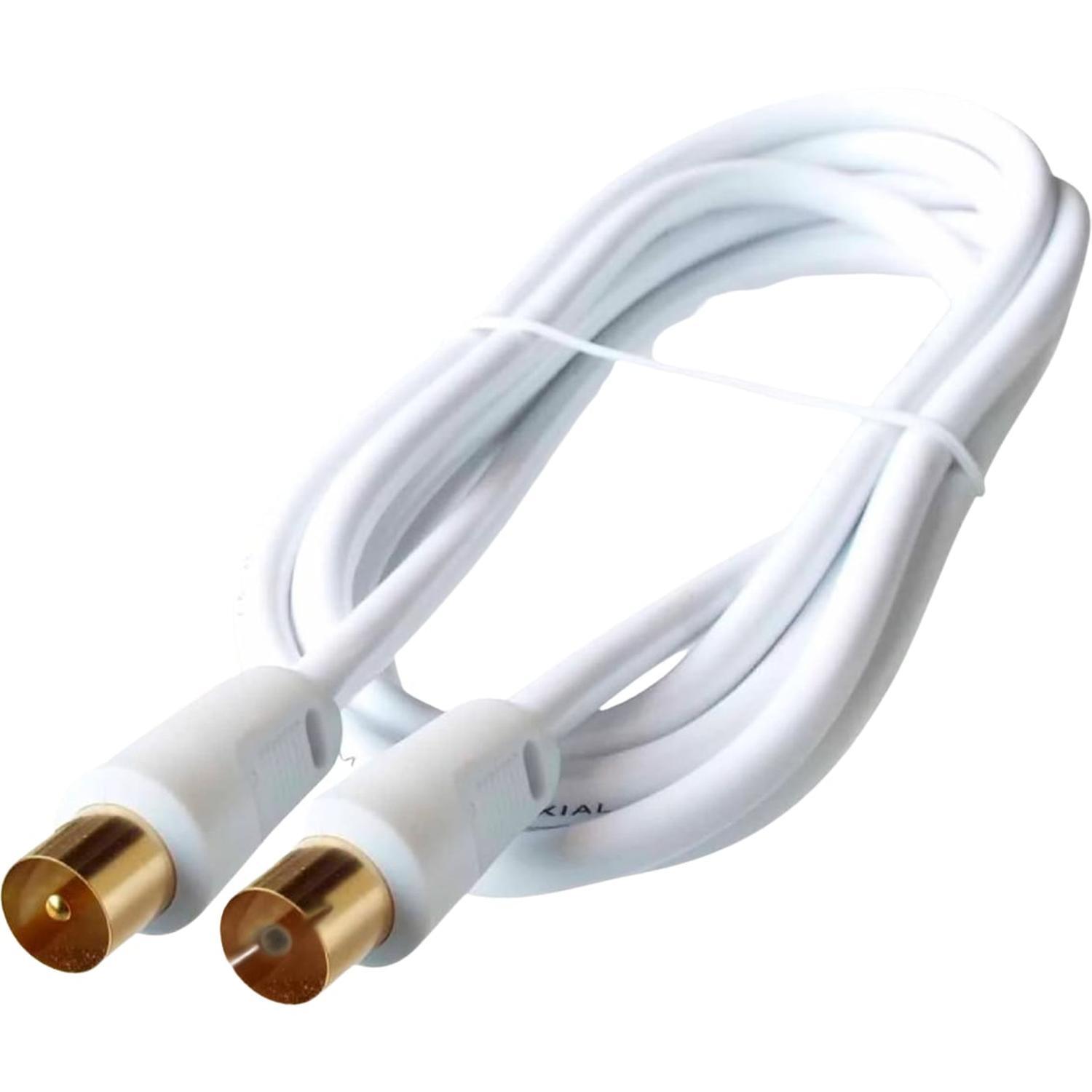 Custom | Coax Plug to Coax Socket Lead 1.5m White | Mitre10