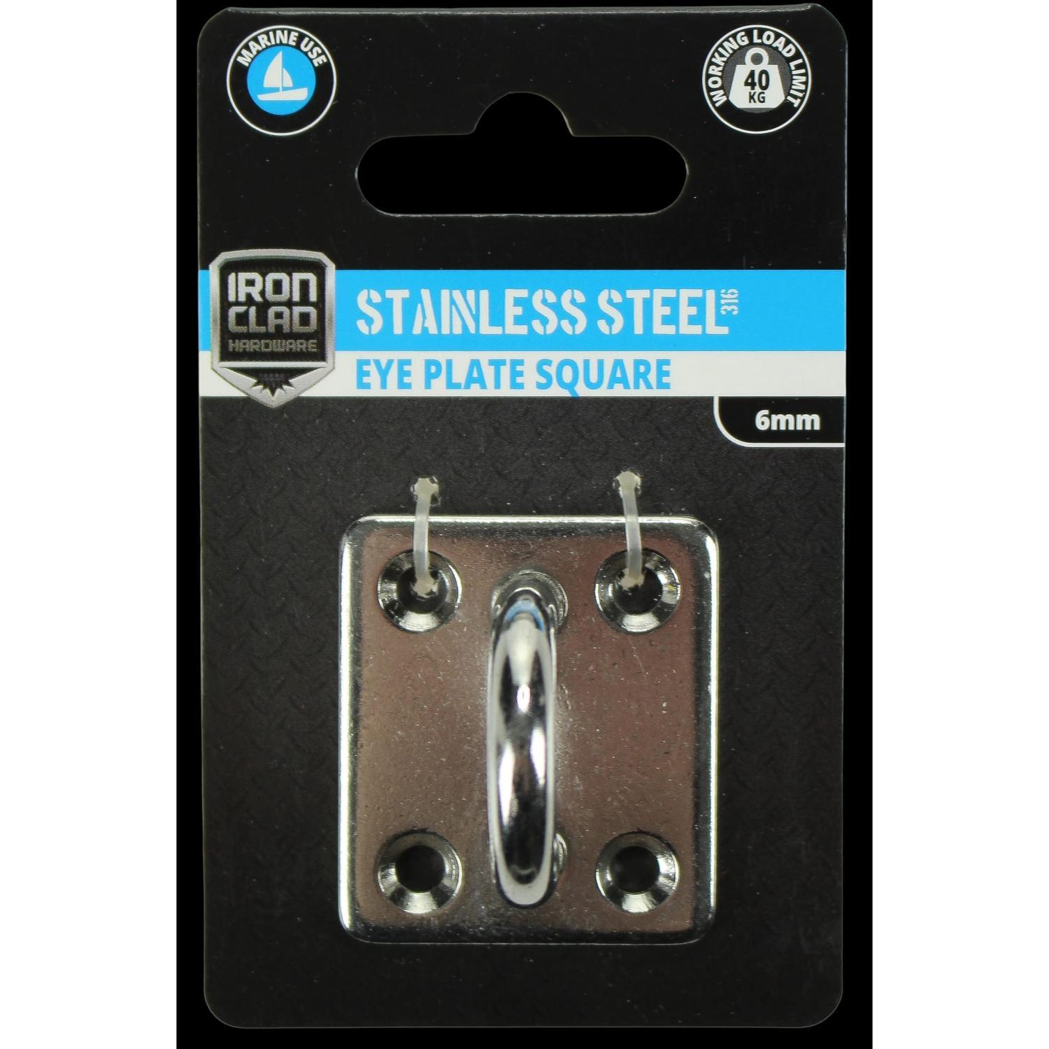 Iron Clad | Square Eye Plate 6mm Stainless Steel 316 | Mitre10
