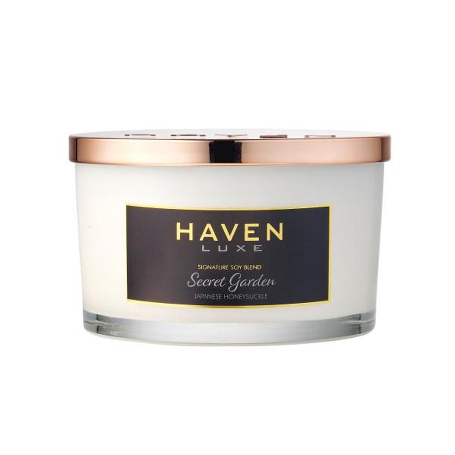 HAVEN | Candle Scented Luxe Glass W/Lid 8.2cm | Mitre10