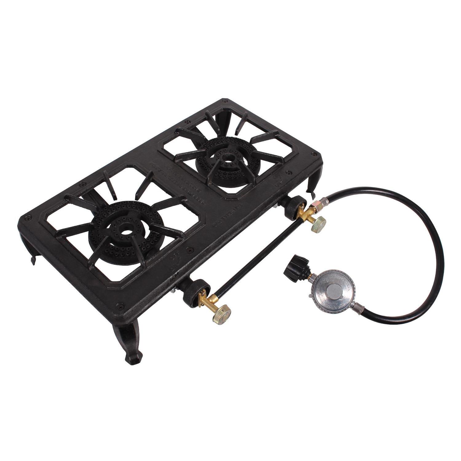 Kiwi Camping | Country Cooker Double Burner 21,000 BTU Black | Mitre10