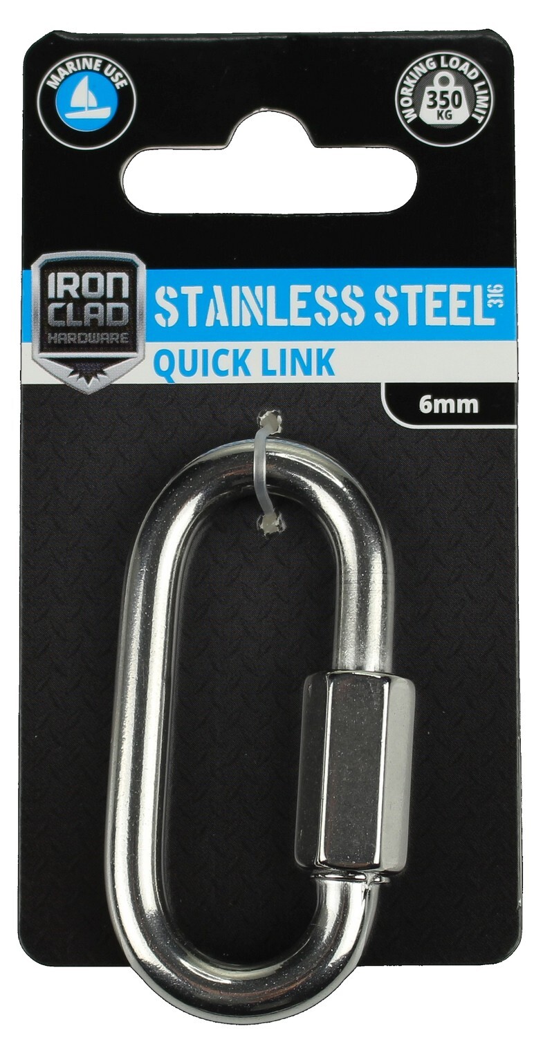 Quick Link 6mm Stainless Steel 316 | Chain, Cable & Rope Accessories
