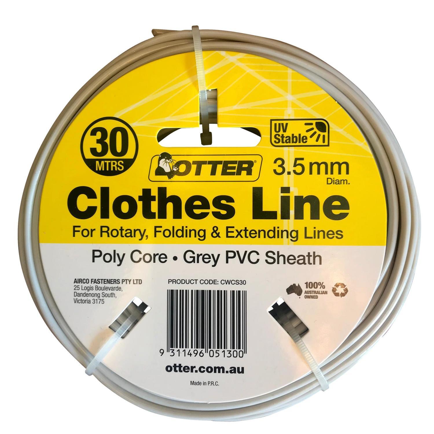 Otter | Clothesline Wire Steel Poly 3.5mm x 30m Grey | Mitre10