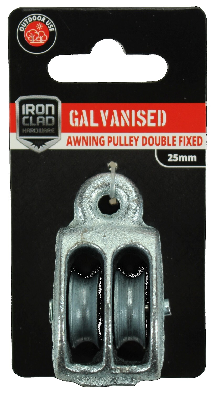 Double Fixed Awning Pulley 25mm Galvanised | Pulleys