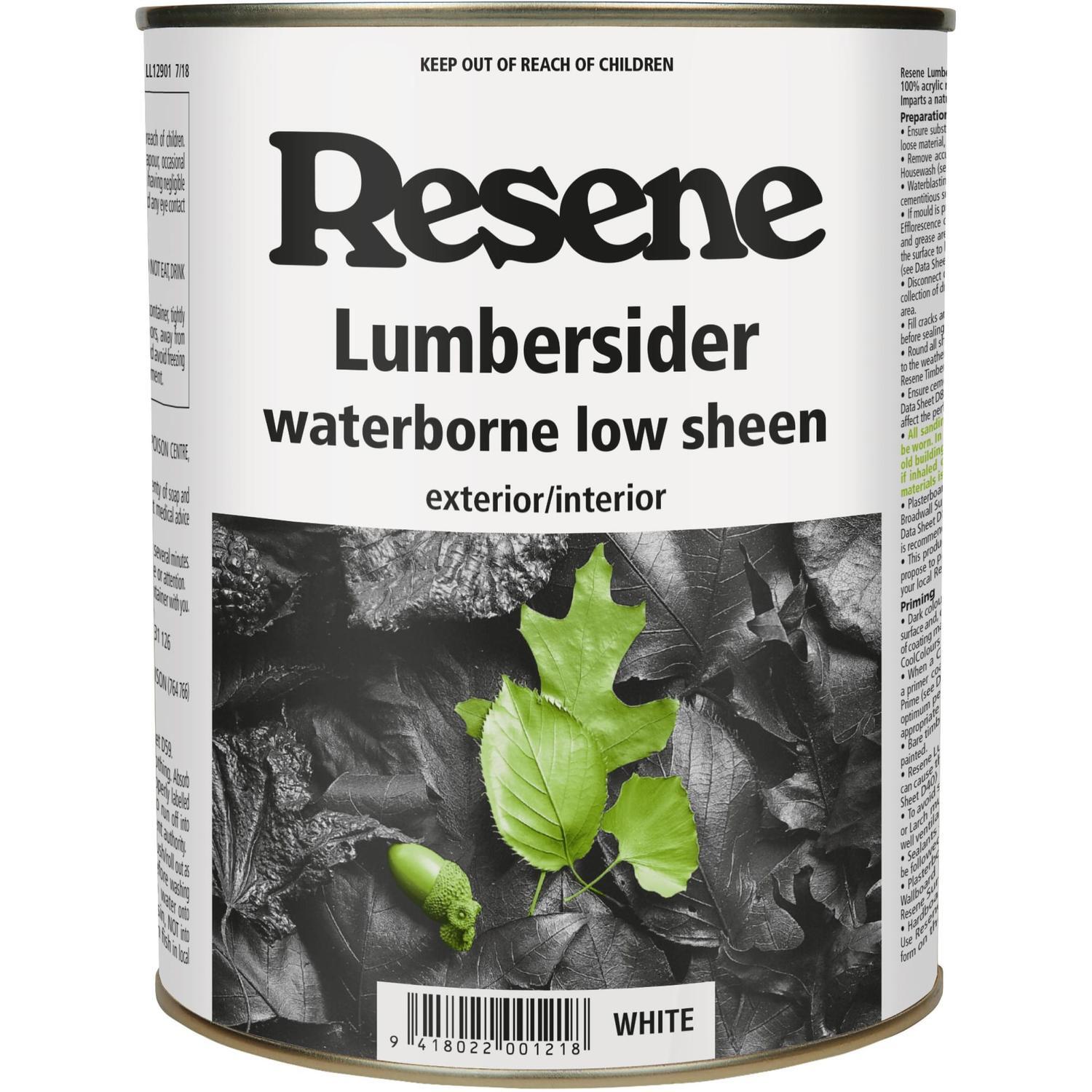 Resene | Lumbersider Low Sheen Waterborne Paint 1L White | Mitre10