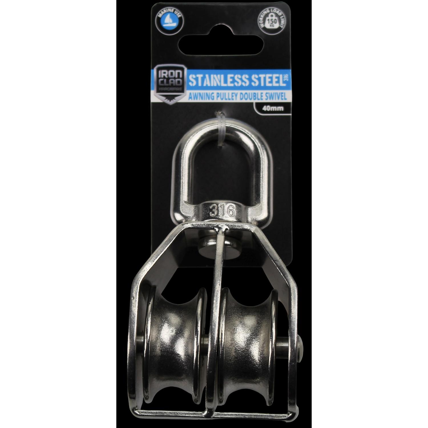 Double Swivel Awning Pulley 40mm Stainless Steel 316 | Pulleys
