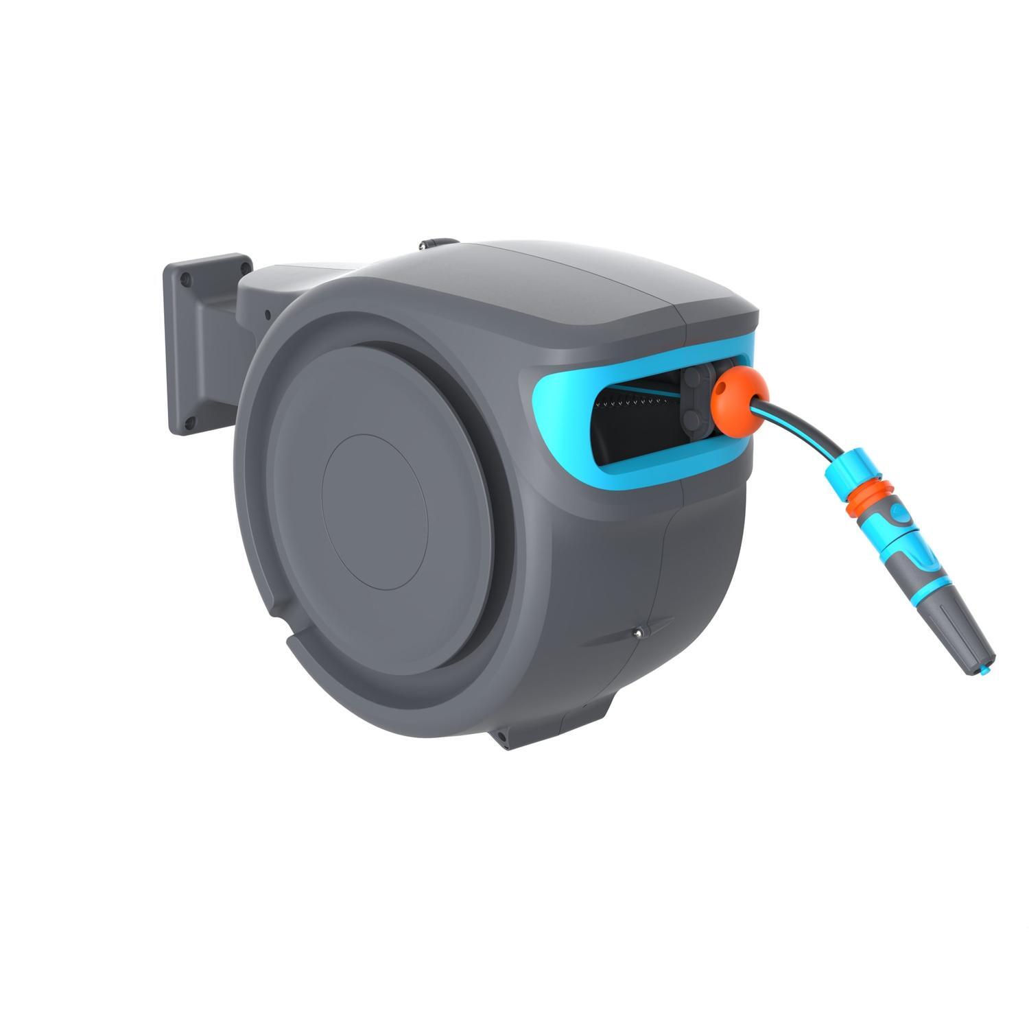 Flopro | Automatic Rewind Wall Mounted Hose Reel 20m Black | Mitre10