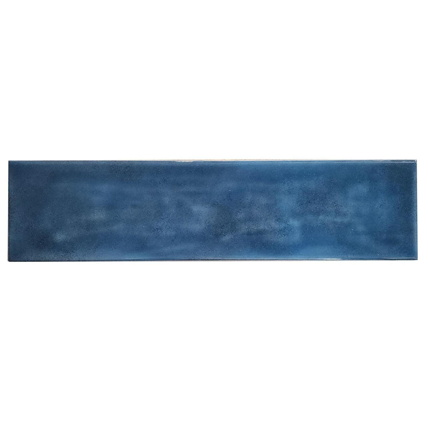 Wave | Wall Tile L: 75mm, W: 300mm, pack of 44 Ocean Dark Blue Gloss ...
