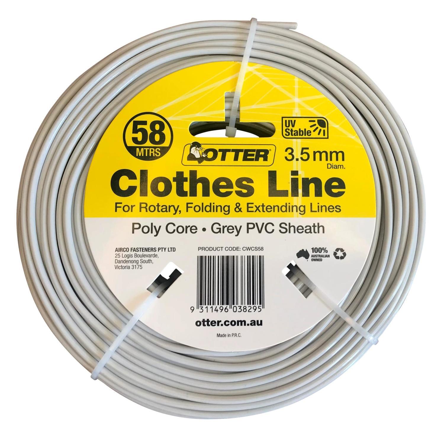 Otter | Clothesline Wire Steel Poly 3.5mm x 58m Grey | Mitre10