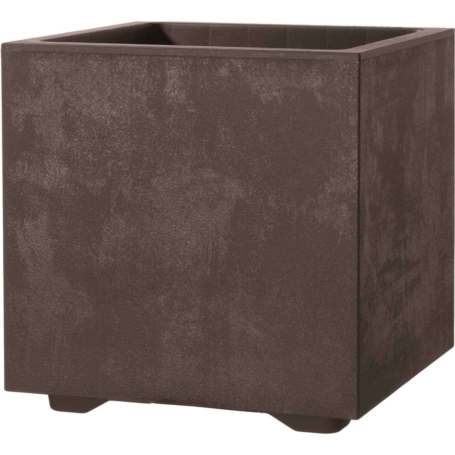 Deroma | Millennium Lightweight Plastic Pot Cube 25cm Brownstone | Mitre10