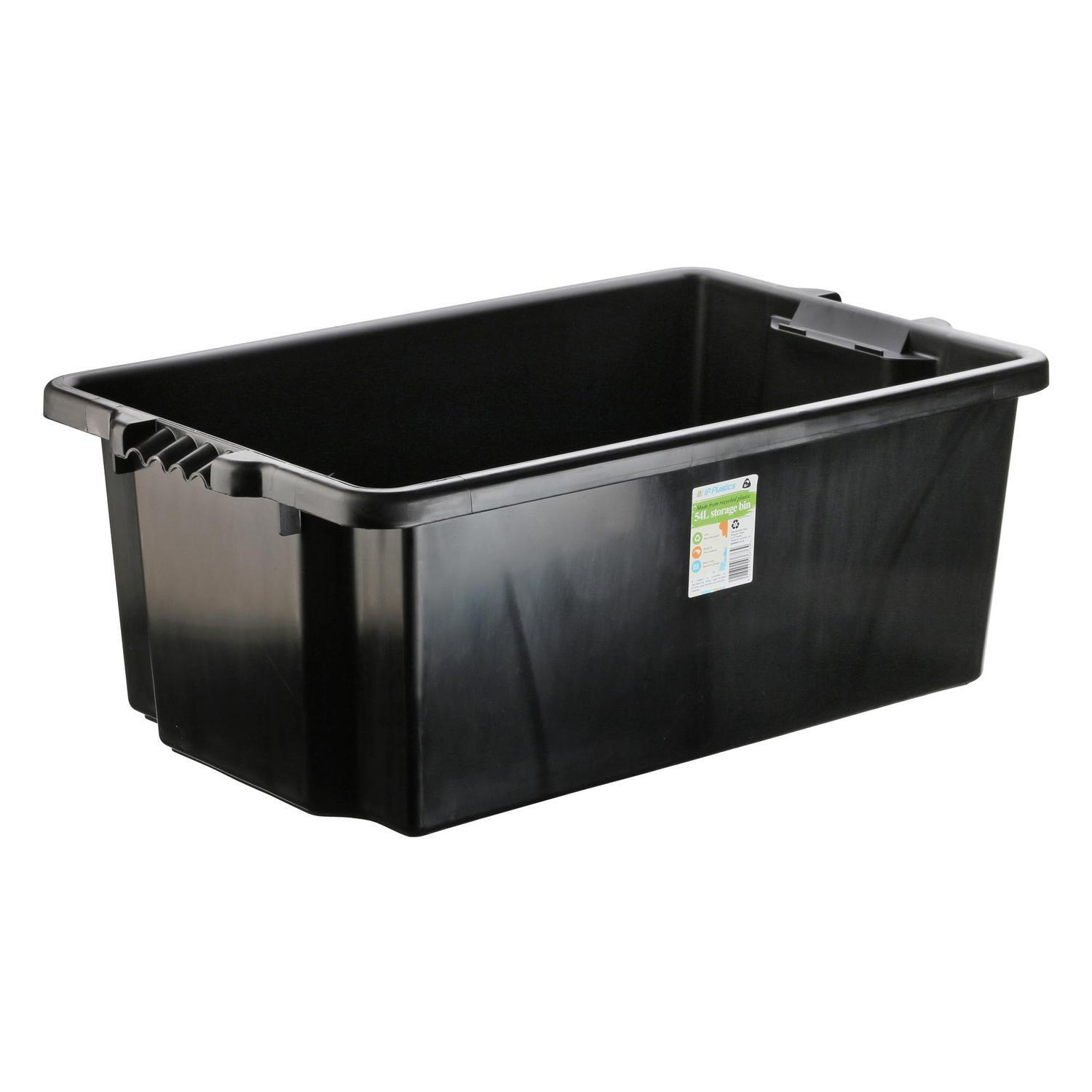 IP Plastics | Recycled Heavy Duty Storage Bin 54 litre Black | Mitre10
