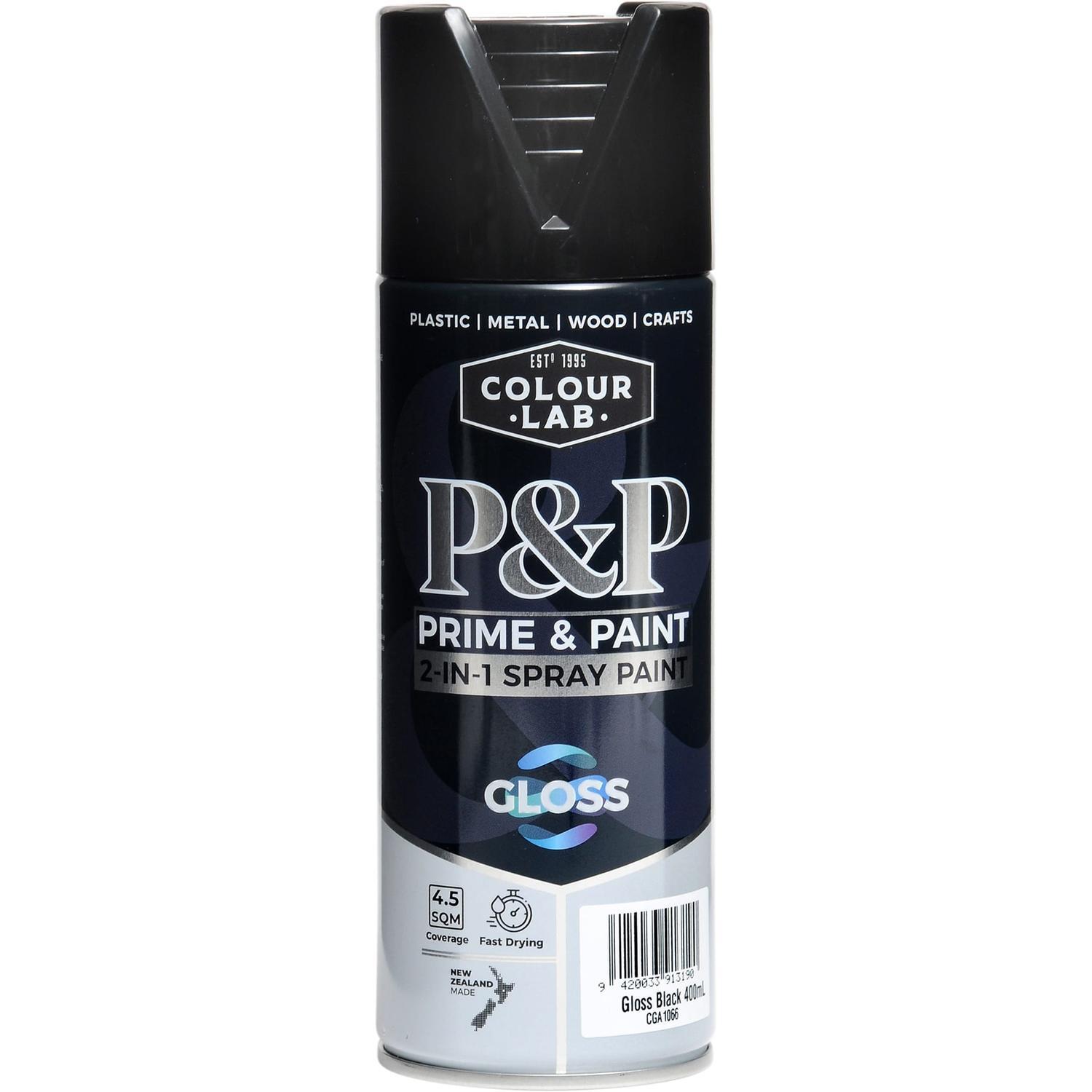 Colour Lab | Prime & Paint Aerosol Spray Paint 400ml Black | Mitre10