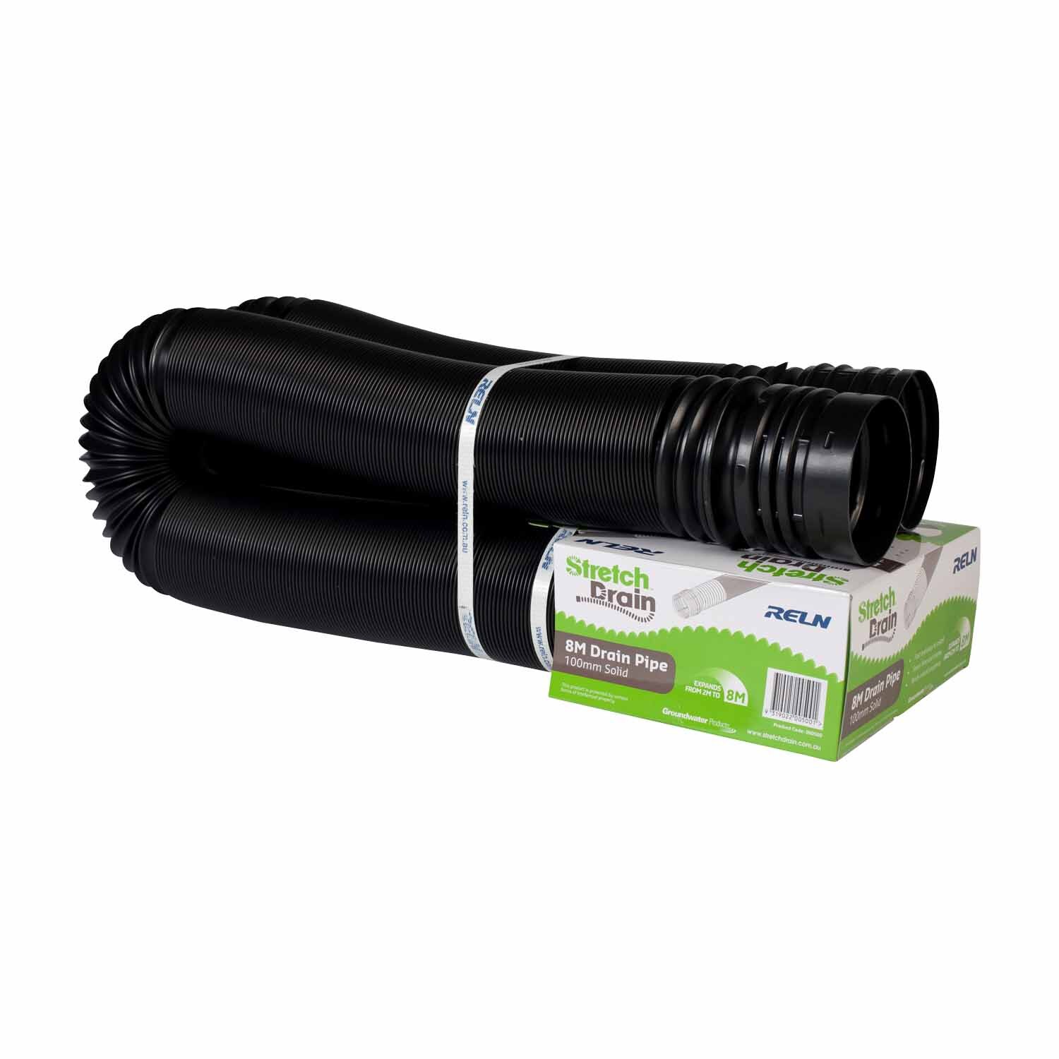Reln | Stretch Drain Solid Stretch Drain 100mm x 8m Black | Mitre10