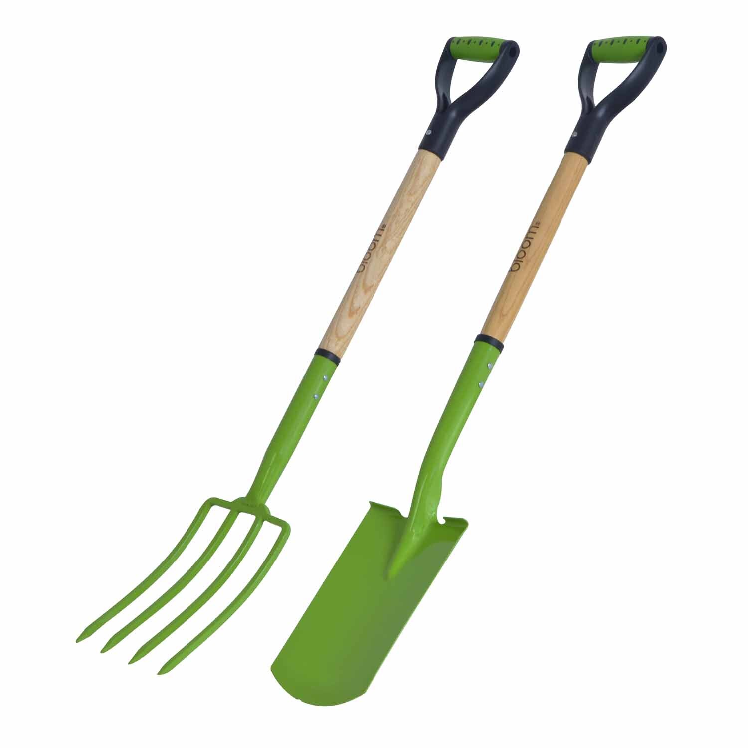 Bloom | Garden Fork and Spade Kit Green | Mitre10