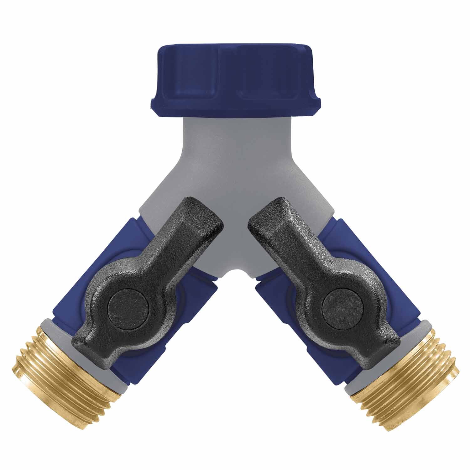 Orbit | Max Twin Tap Connector 20mm Blue & Grey | Mitre10