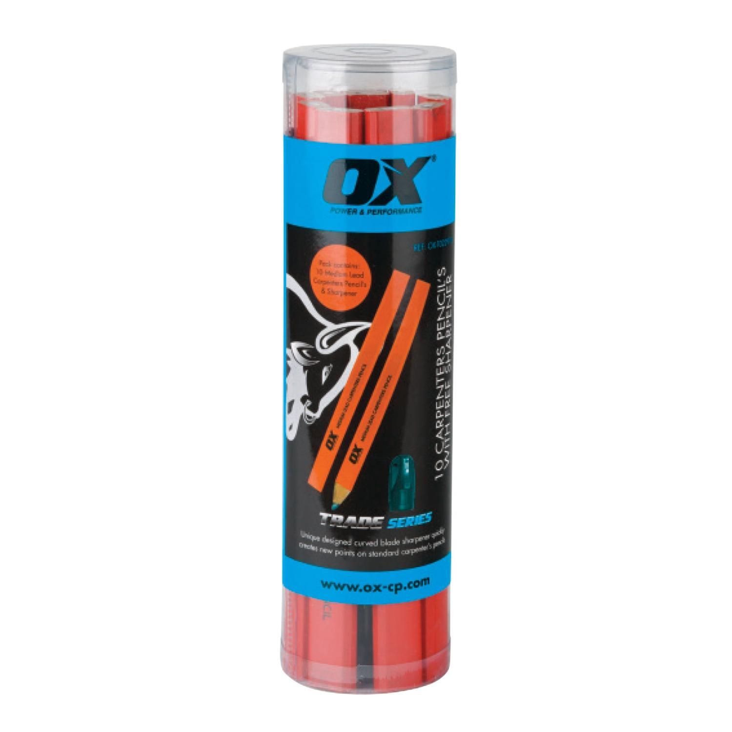 Ox | Carpenters Pencils Med 10 pack Red 10 Pack | Mitre10