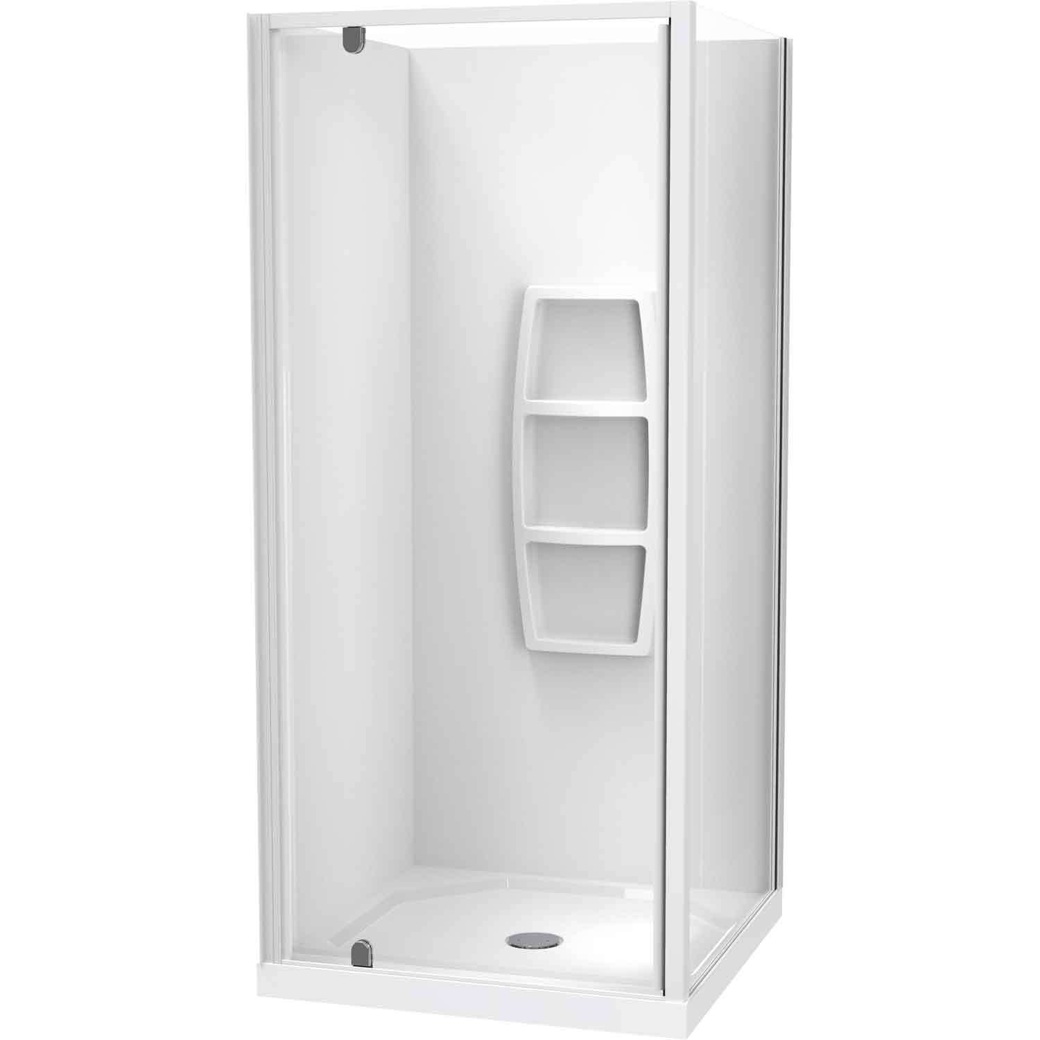 Clearlite | Sierra Square 2 Sided Pivot Door Moulded Wall Shower White ...