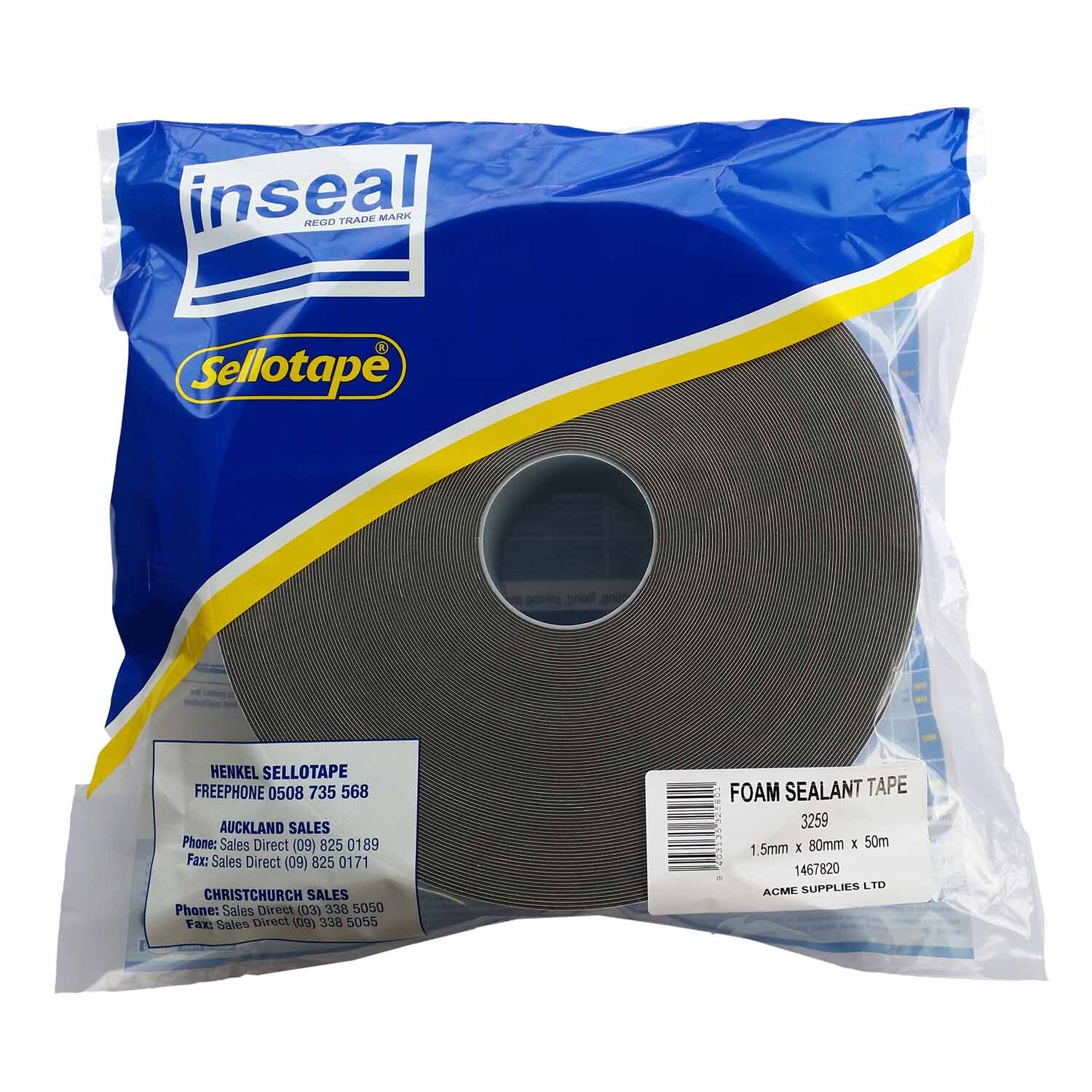 Inseal | Waterseal Tape 1.5mm x 80mm x 50m Black | Mitre10
