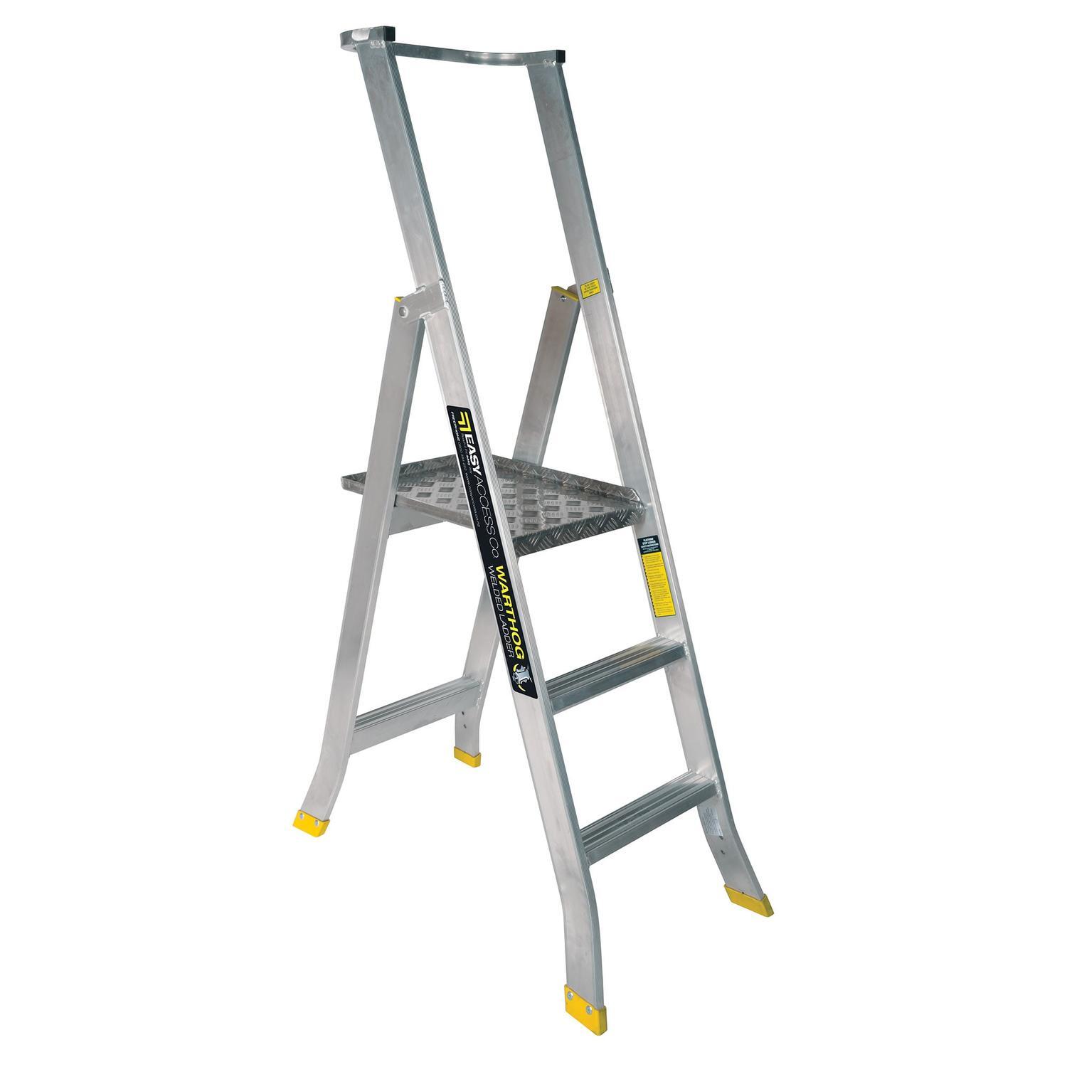 Warthog | Platform Ladder 0.85m, 3 Step Aluminium | Mitre10