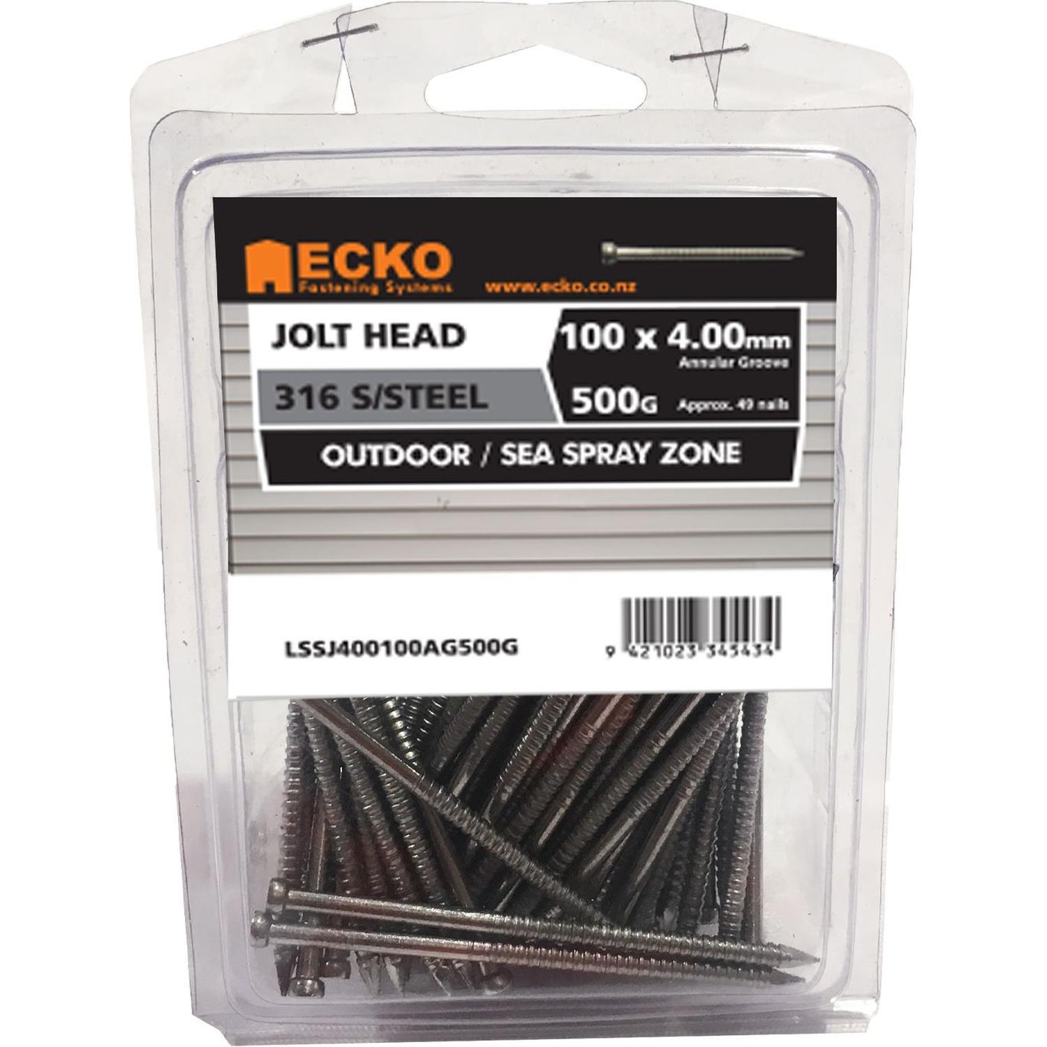 Ecko | Jolt Head Nails 100 x 4.0mm, 500g 316 Stainless Steel | Mitre10