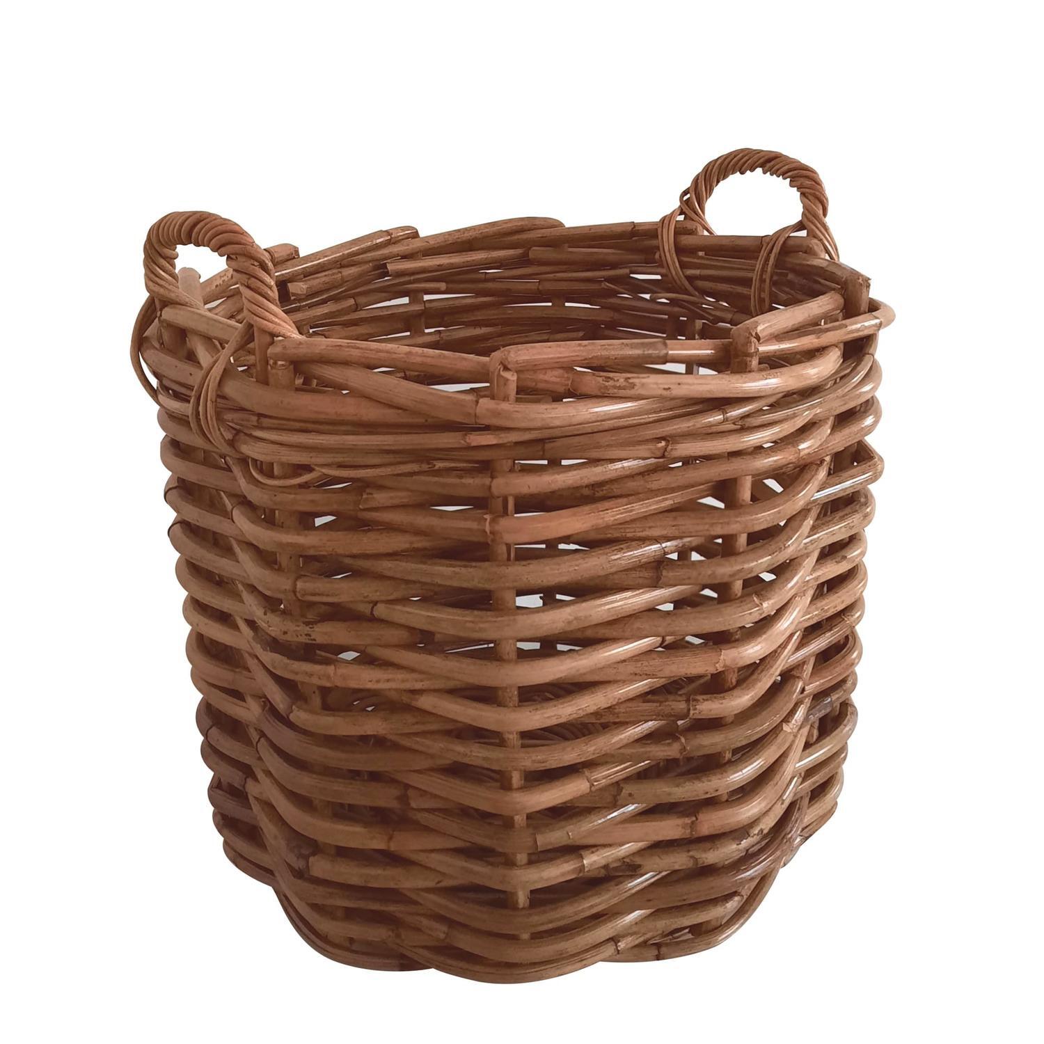 Nouveau | Rattan Log Basket Round Medium D60 x H57 cm Handle included ...