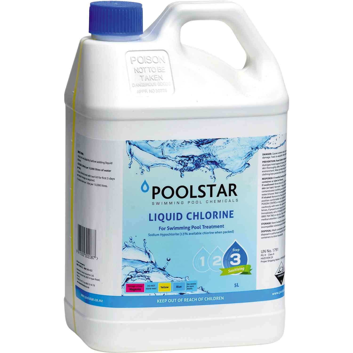 Poolstar | Unstabilised Liquid Chlorine 5 litre | Mitre10