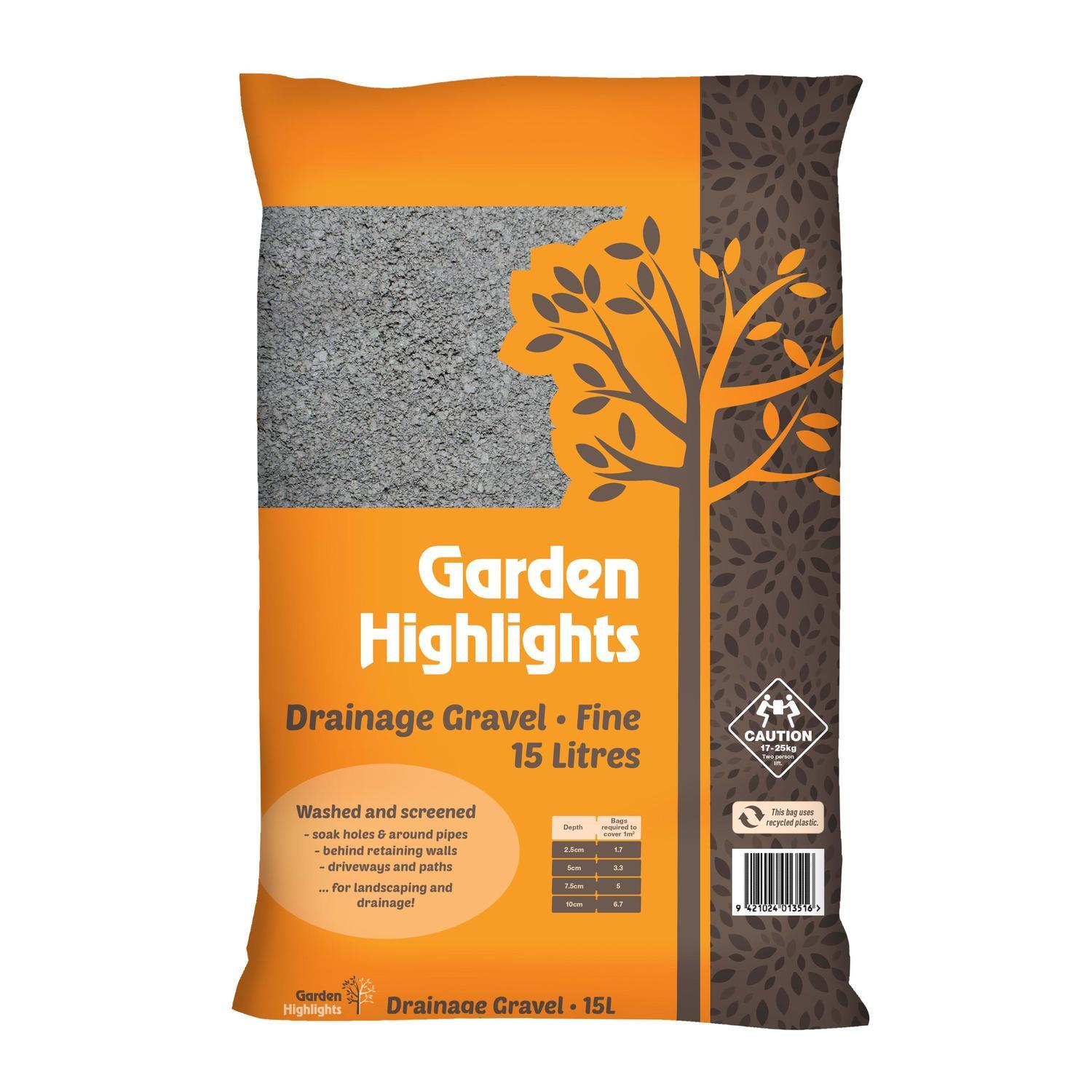 Garden Highlights | Fine Drainage Gravel 15 litre | Mitre10