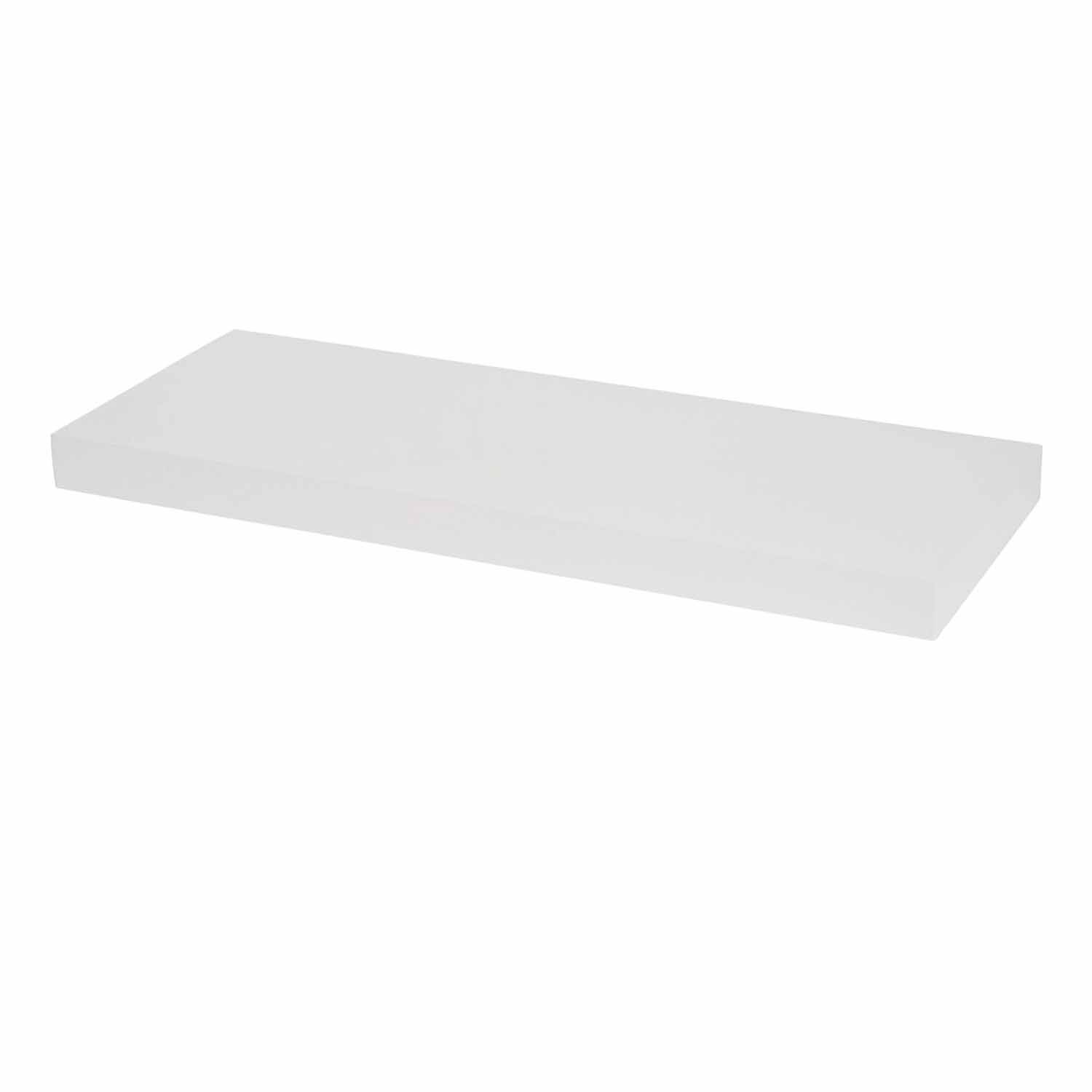 Ledge | Floating Shelf W:800mm, D:250mm, H:38mm Gloss White | Mitre10