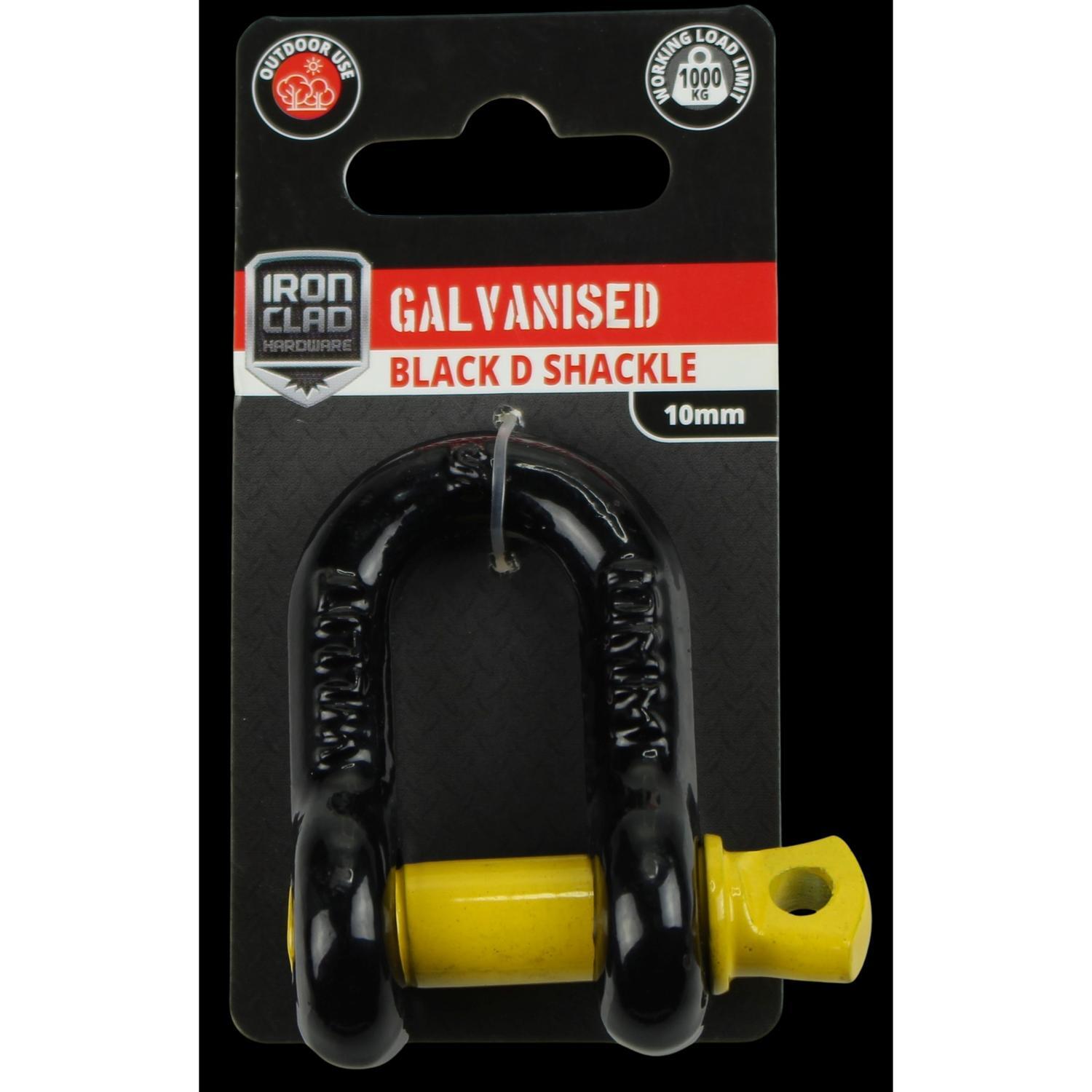 Iron Clad | D Shackle 10mm Galvanised Black | Mitre10