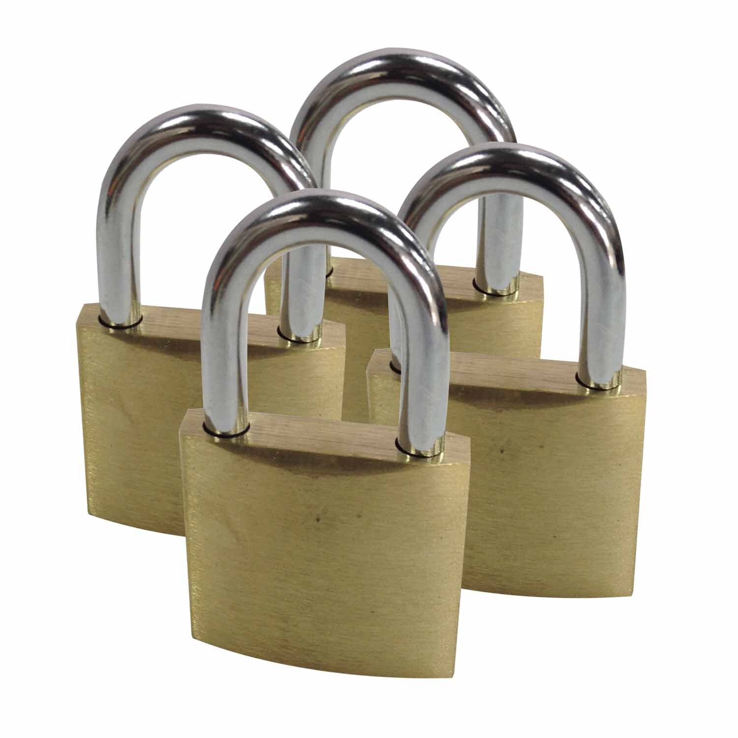 Jobmate | Padlocks Brass 40mm Pack of 4 40mm Pack of 4 Brass | Mitre10