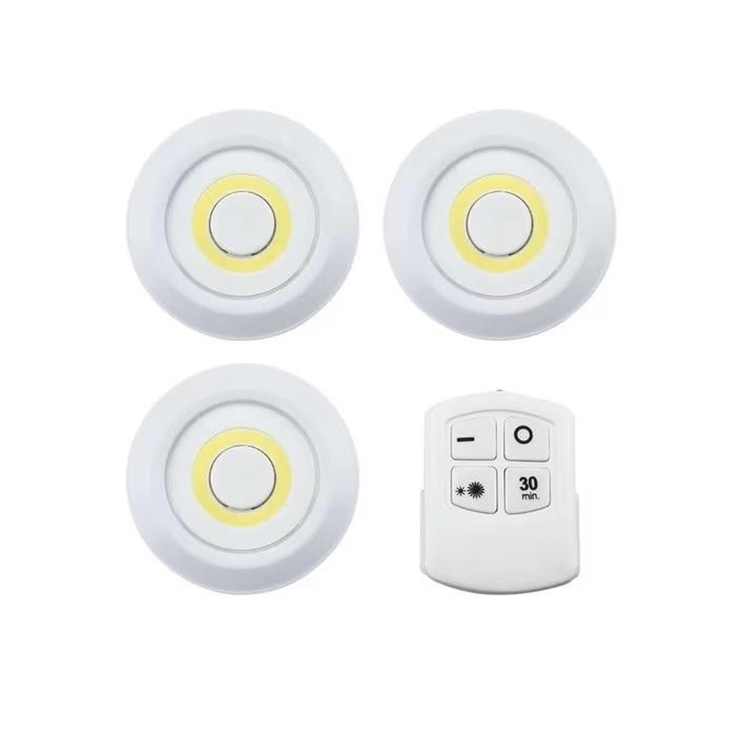 Orbit Lighting | Remote Controlled Puck Light 3 Pack | Mitre10