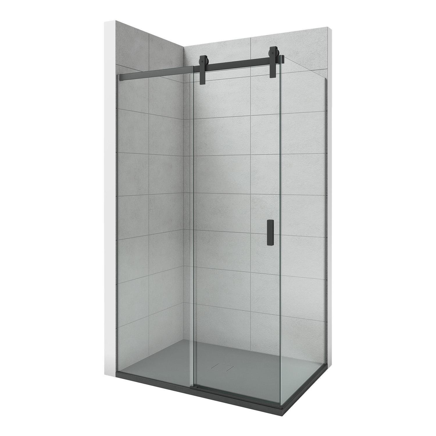 1210 x 910mm 2-Wall LH Black Tray and Matte Black Sliding Screen | Showers