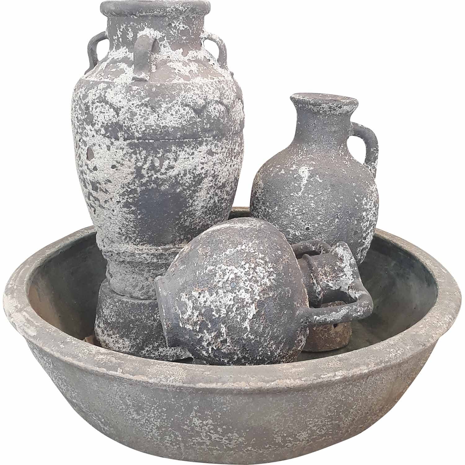 Gardeners Edge | Three Pouring Pots Old Stone Water Feature | Mitre10