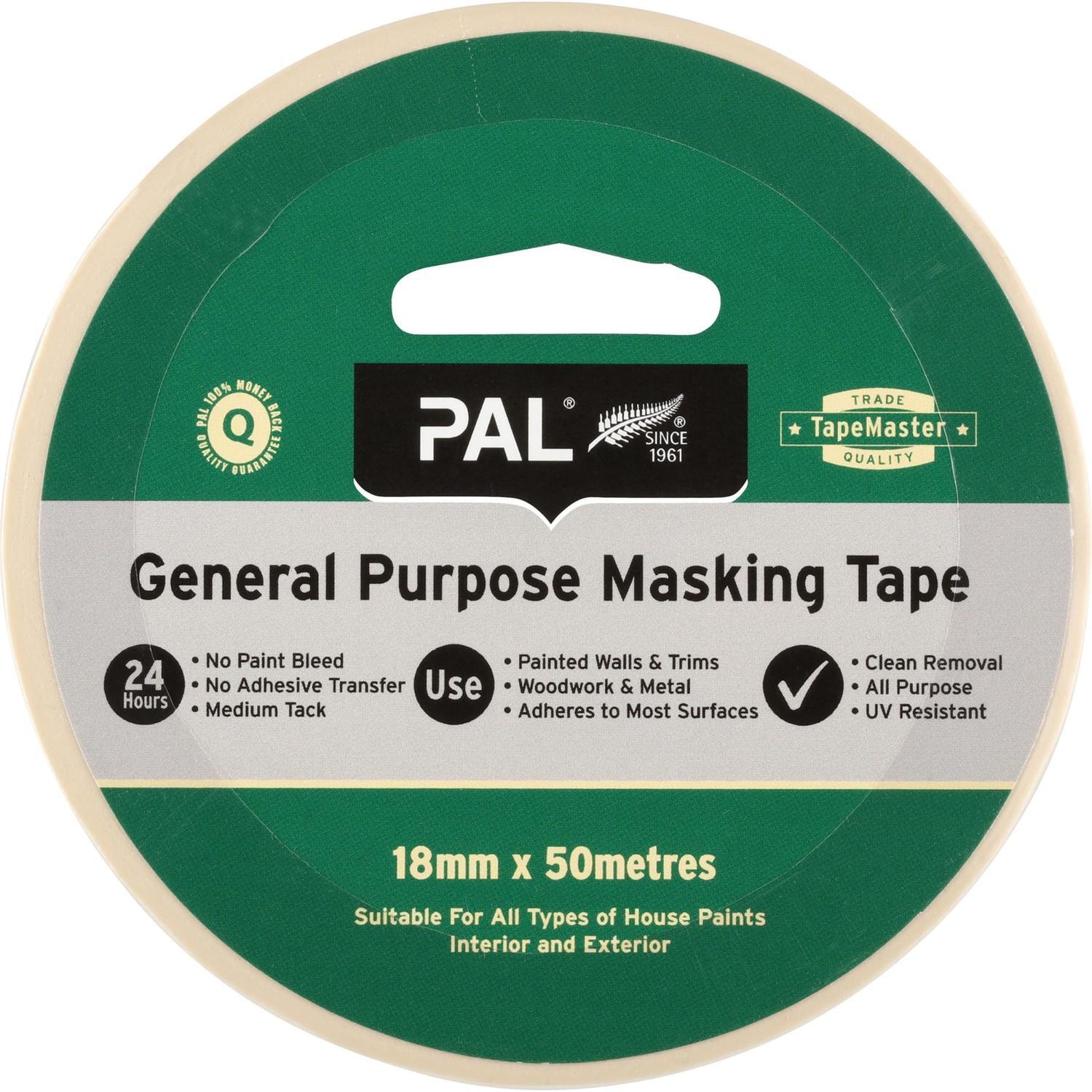 PAL | TapeMaster General purpose masking tape. 18mmx50m | Mitre10