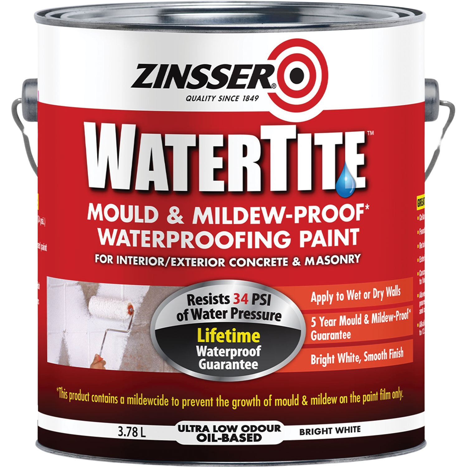 Zinsser | WaterTite Waterproofing Primer 3.78L White | Mitre10