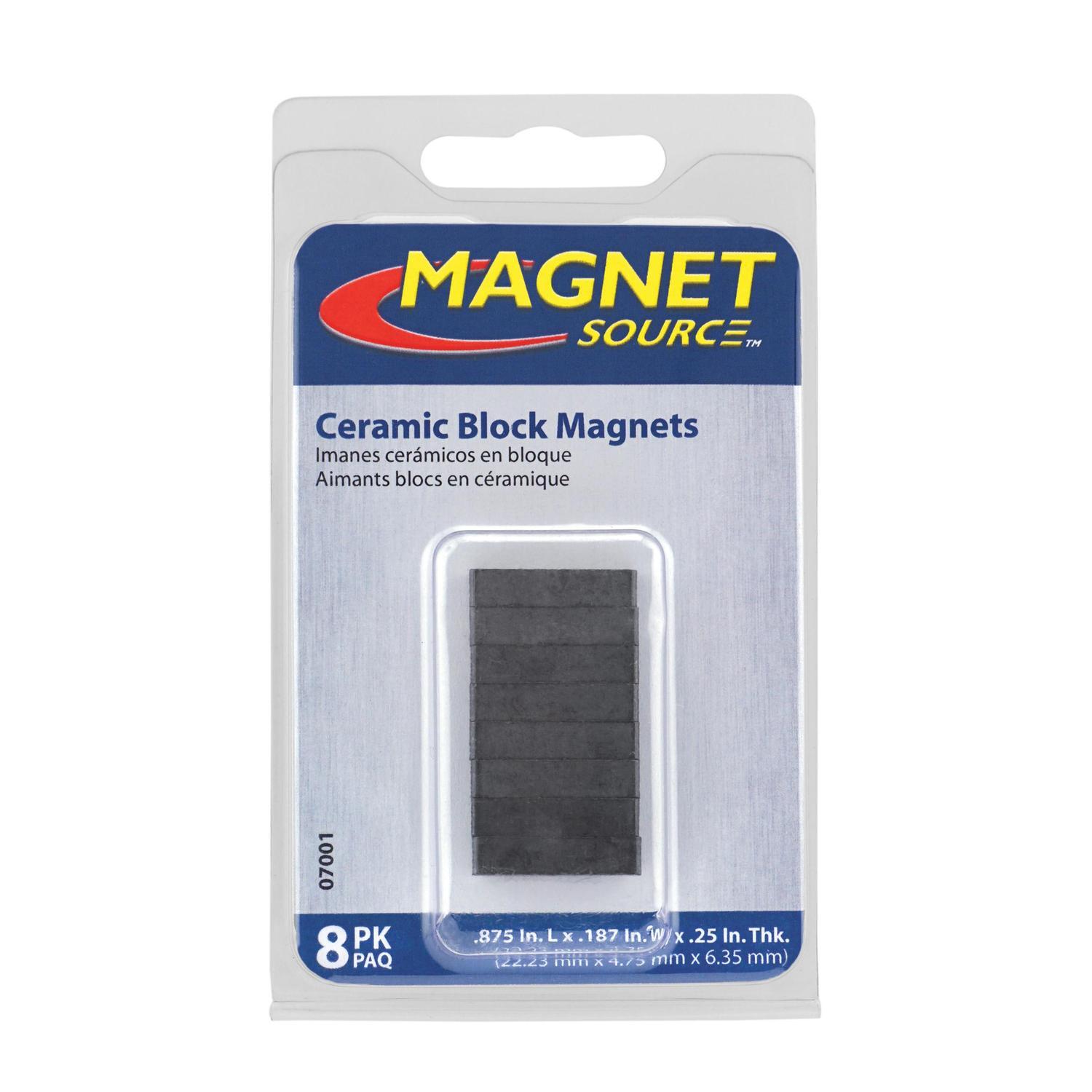 Magnet Source | Magnet Block 4.7 x 6.3 x 22mm, 8 piece Grey | Mitre10