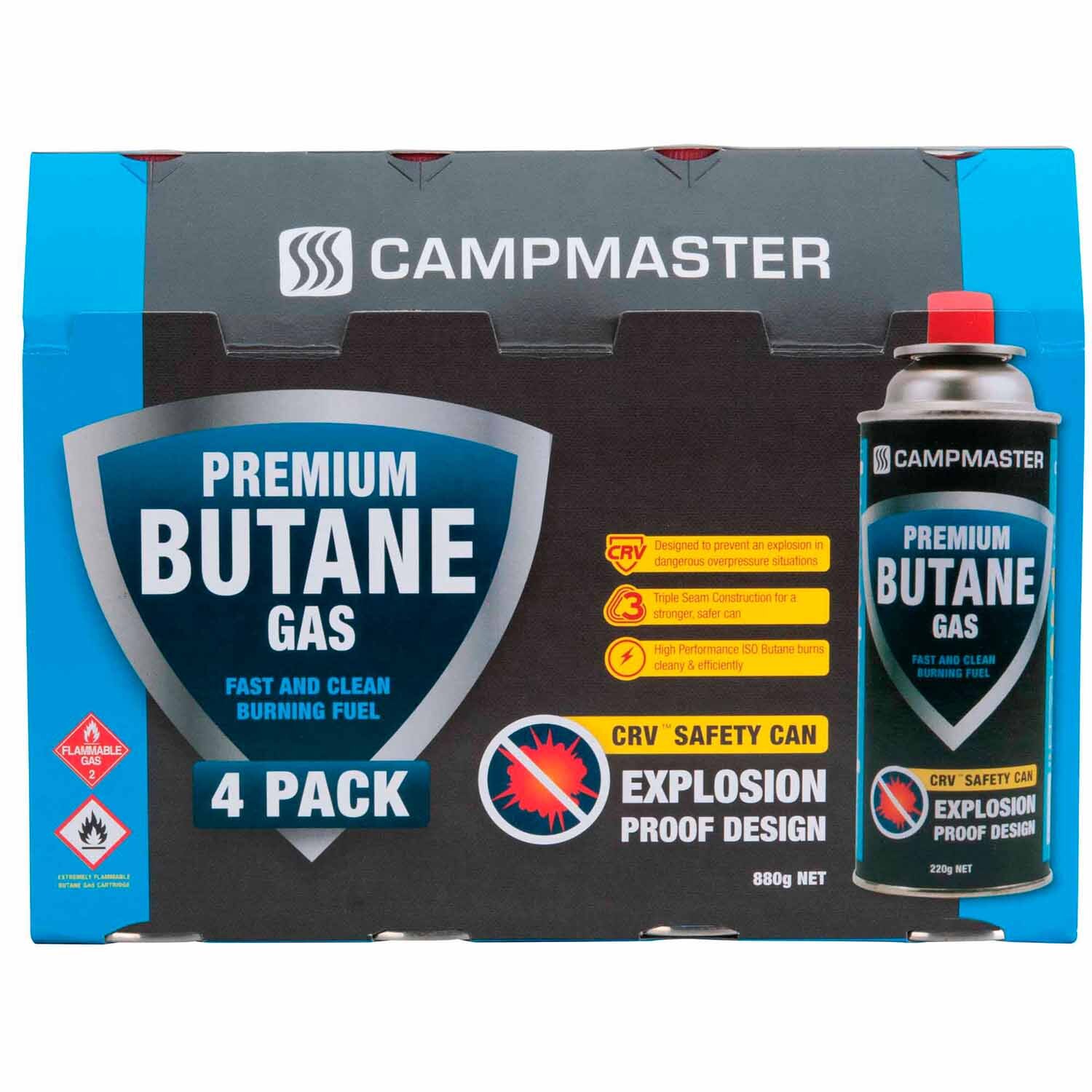 Campmaster | Butane Gas Cartridge 220g pack of 4 | Mitre10