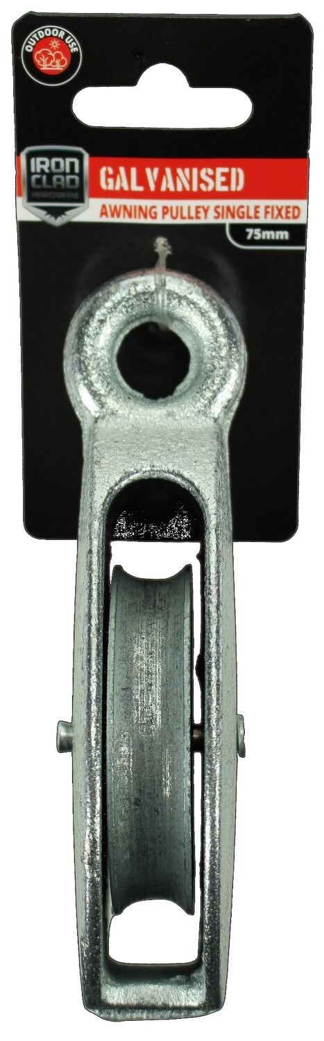 Iron Clad | Single Fixed Awning Pulley 75mm Galvanised | Mitre10
