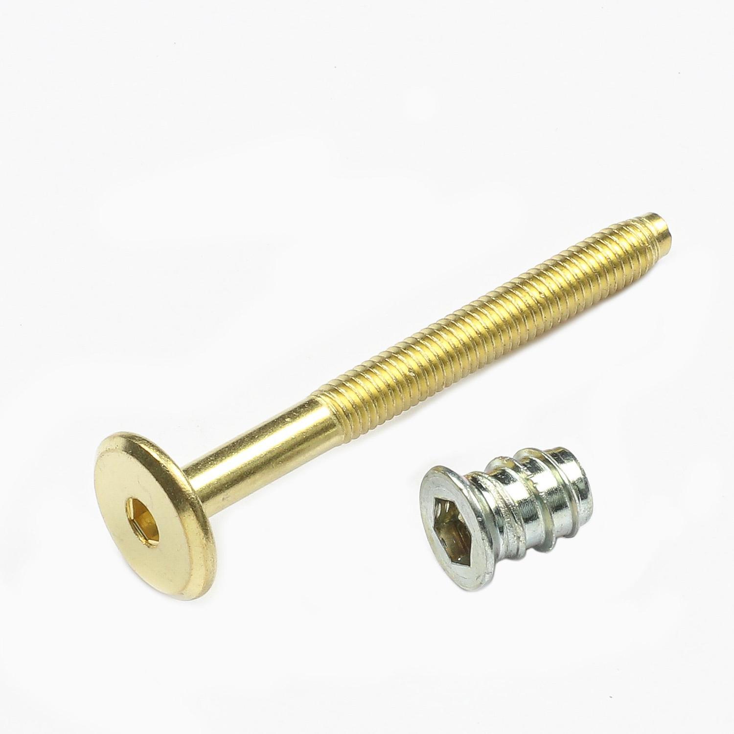 Hafele | Joint Connector Bolt with Insert M6x60mm Brass | Mitre10