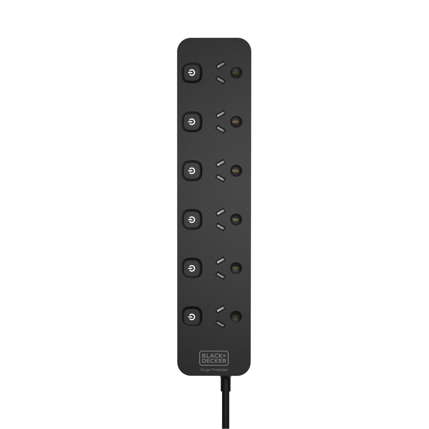 Black+Decker | Power board 6 Outlet with Surge Protection and ...