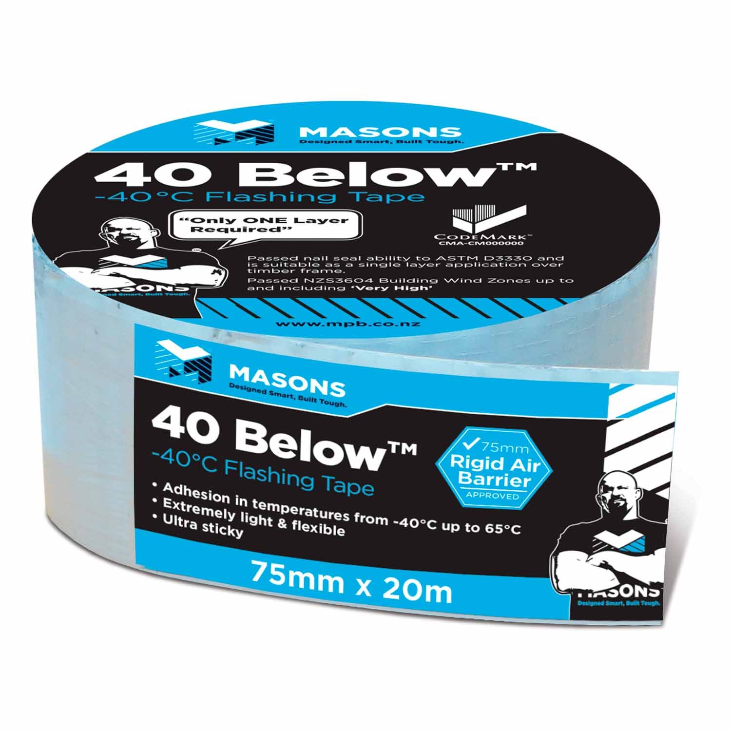 Masons | 40 Below Window Flashing Tape 75mm x 20m White | Mitre10