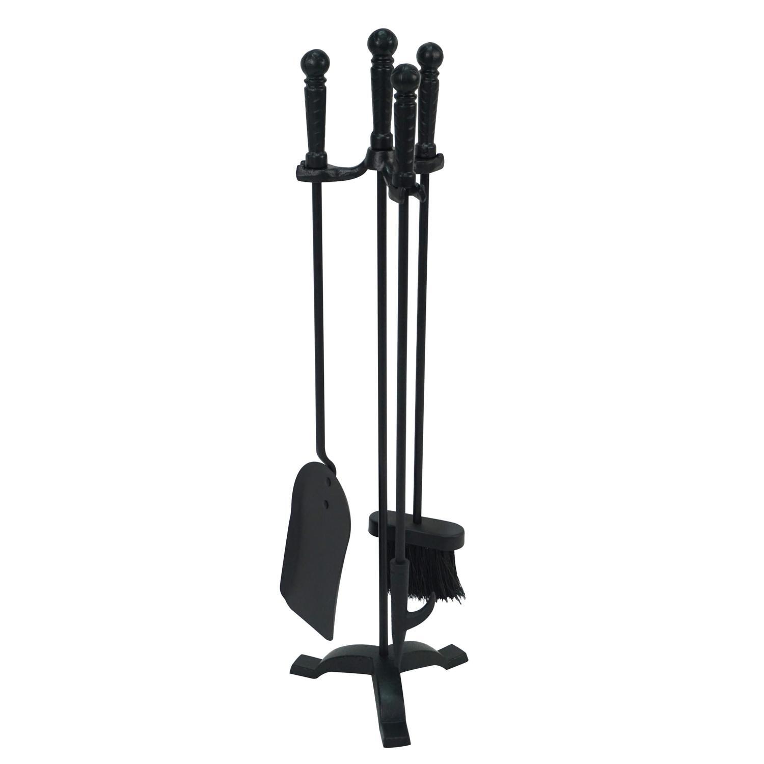 Nouveau | Heavy Duty Fireside Tool Set 4 Piece Black | Mitre10