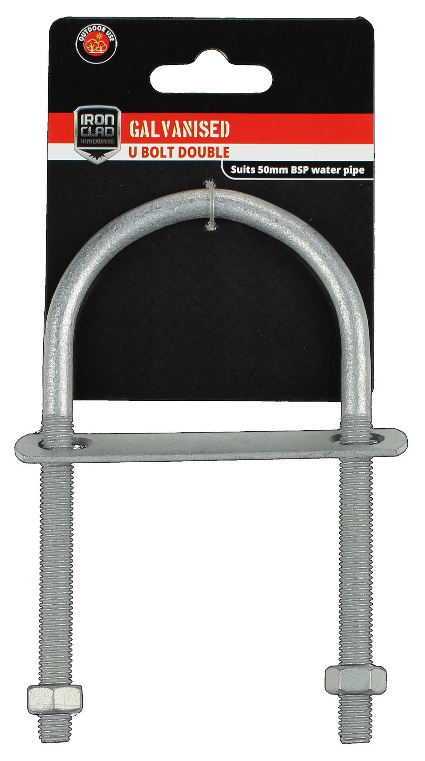 Iron Clad | U Bolt Double 50mm Galvanised | Mitre10