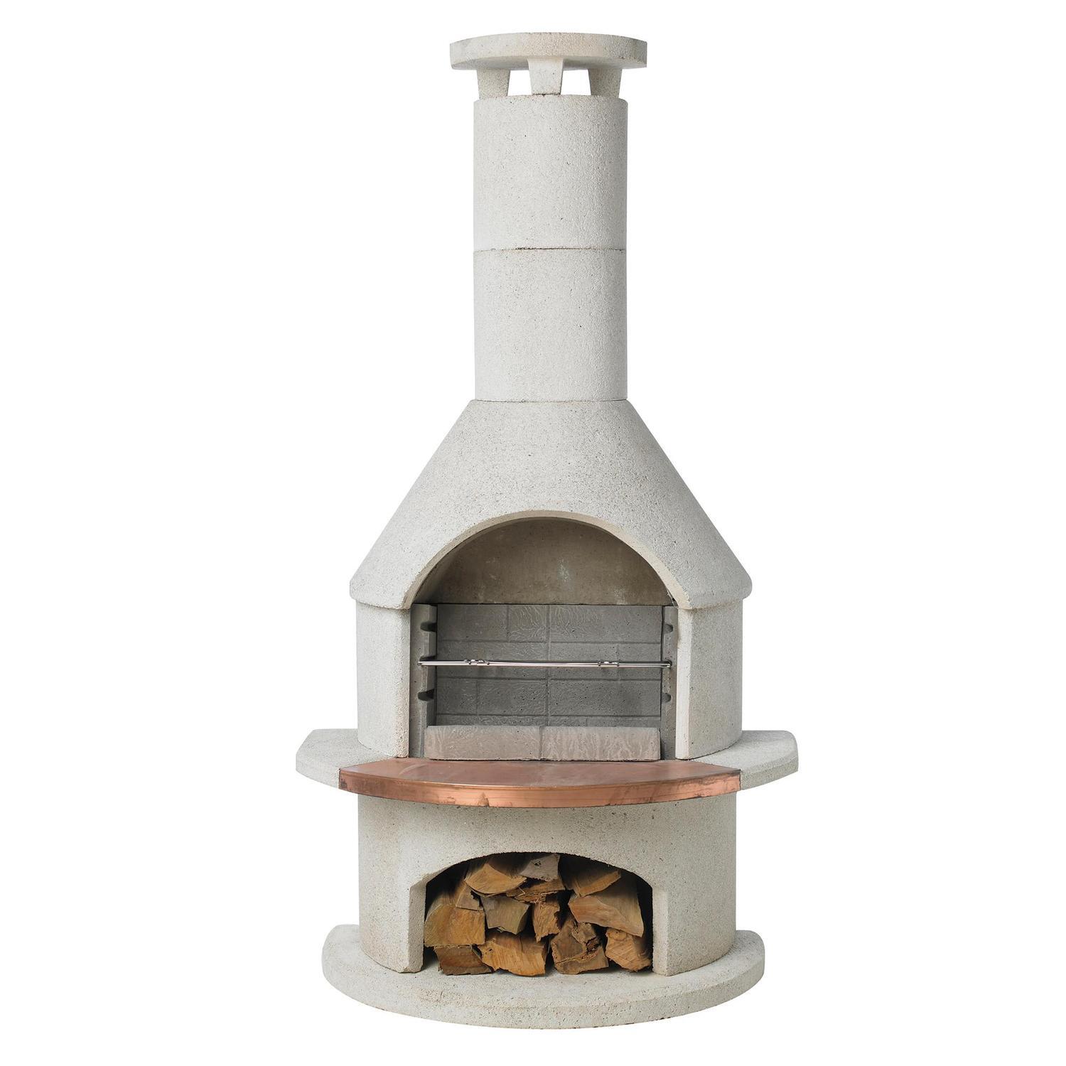 Buschbeck | Rondo Outdoor Fireplace & BBQ White Granite | Mitre10