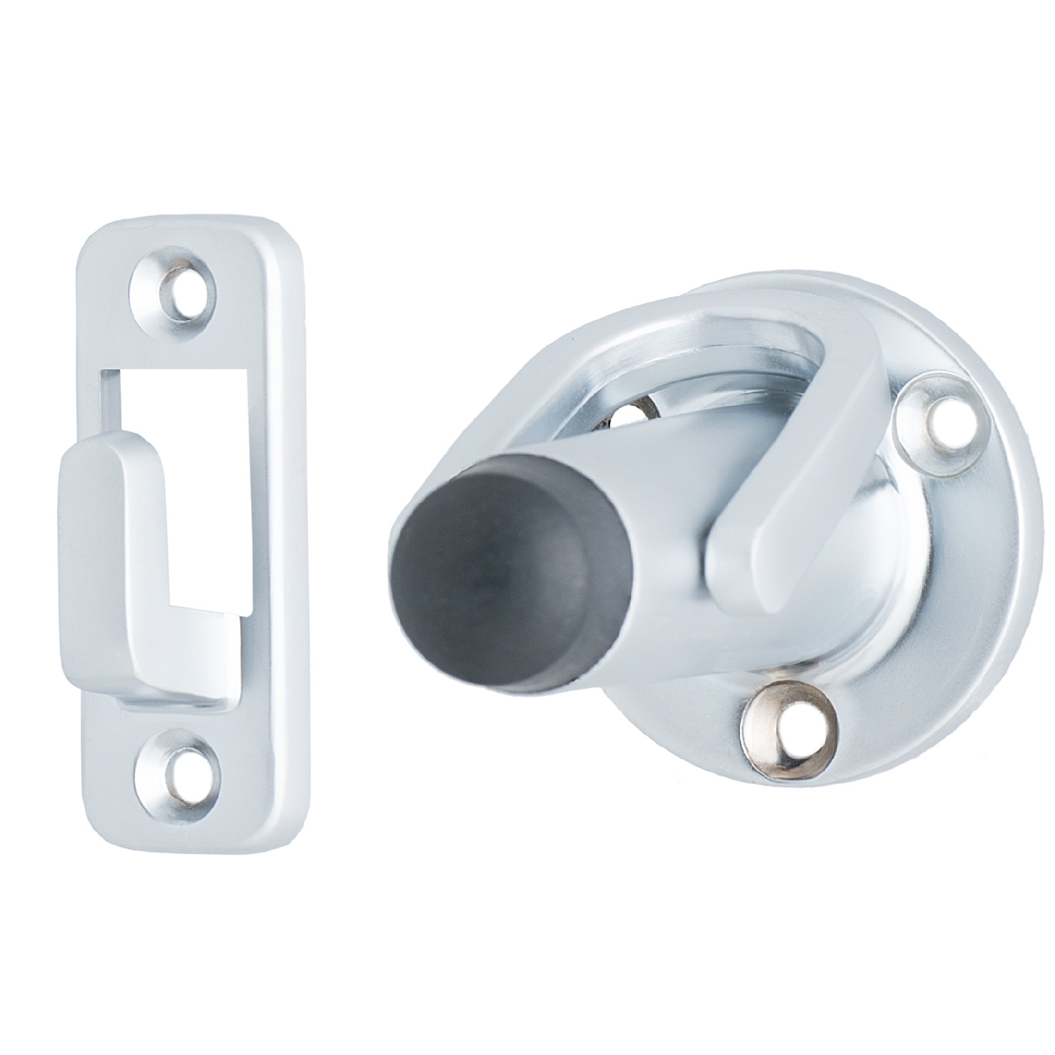 Miles Nelson | Latching Door Stop Wall Mount 80mm Satin Chrome | Mitre10