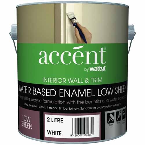 Accent | Low Sheen Water Based Wall & Trim Paint 2L White | Mitre10