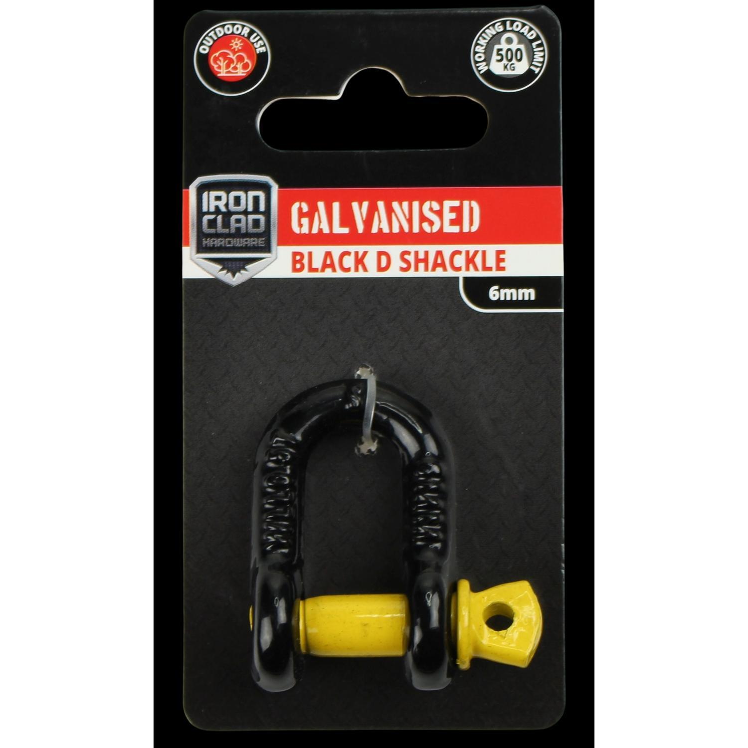 Iron Clad | D Shackle 6mm Galvanised Black | Mitre10